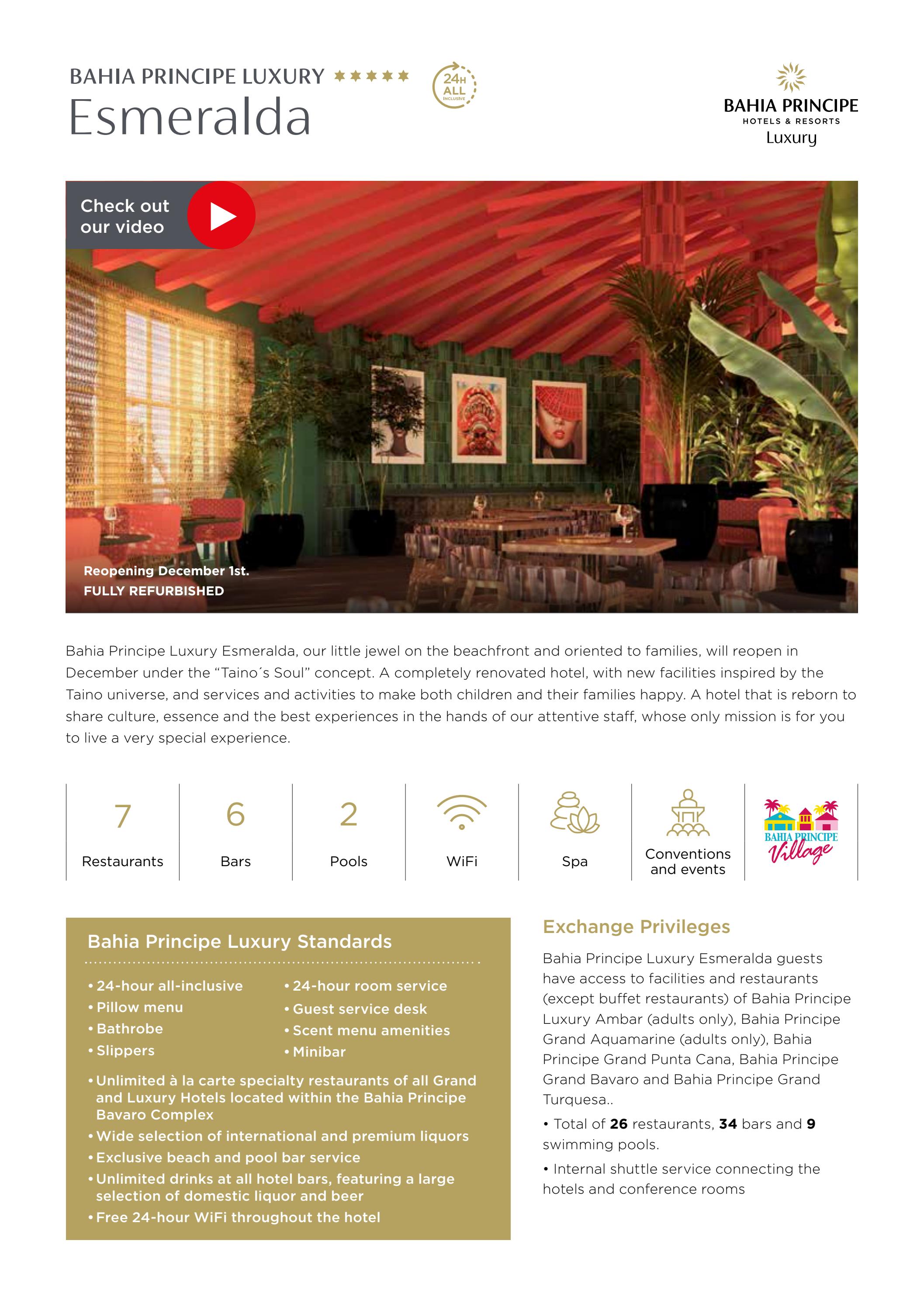 Fact Sheet BP Luxury Esmeralda-Reopening by Bahia Principe Hotels ...