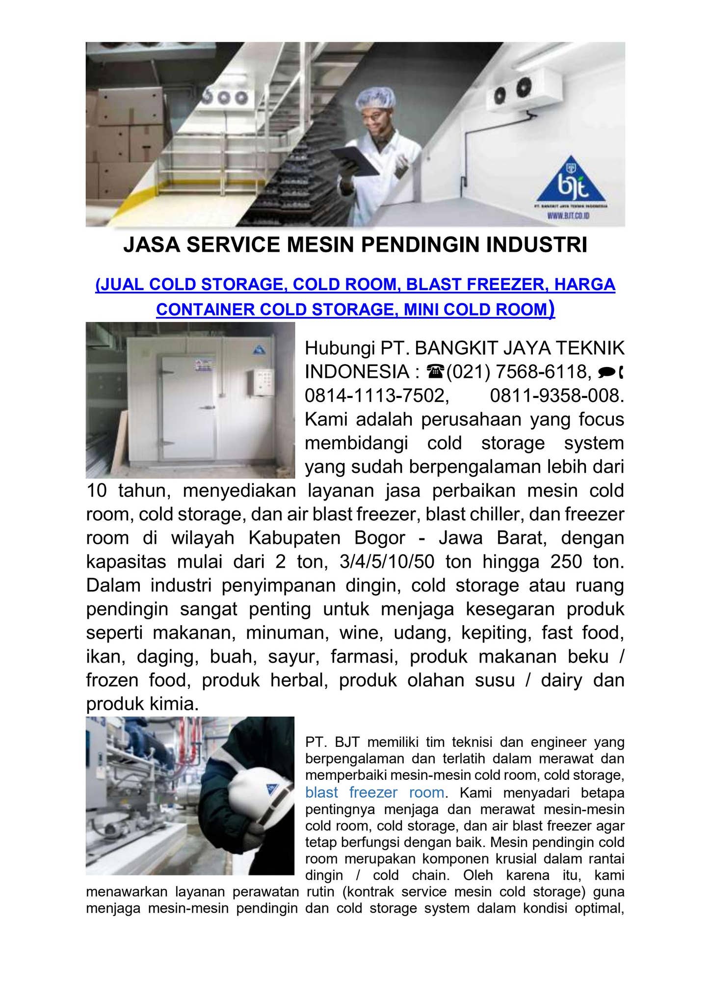 JUAL SERVICE COLD STORAGE, BLAST FREEZER, HARGA CONTAINER COLD STORAGE ...