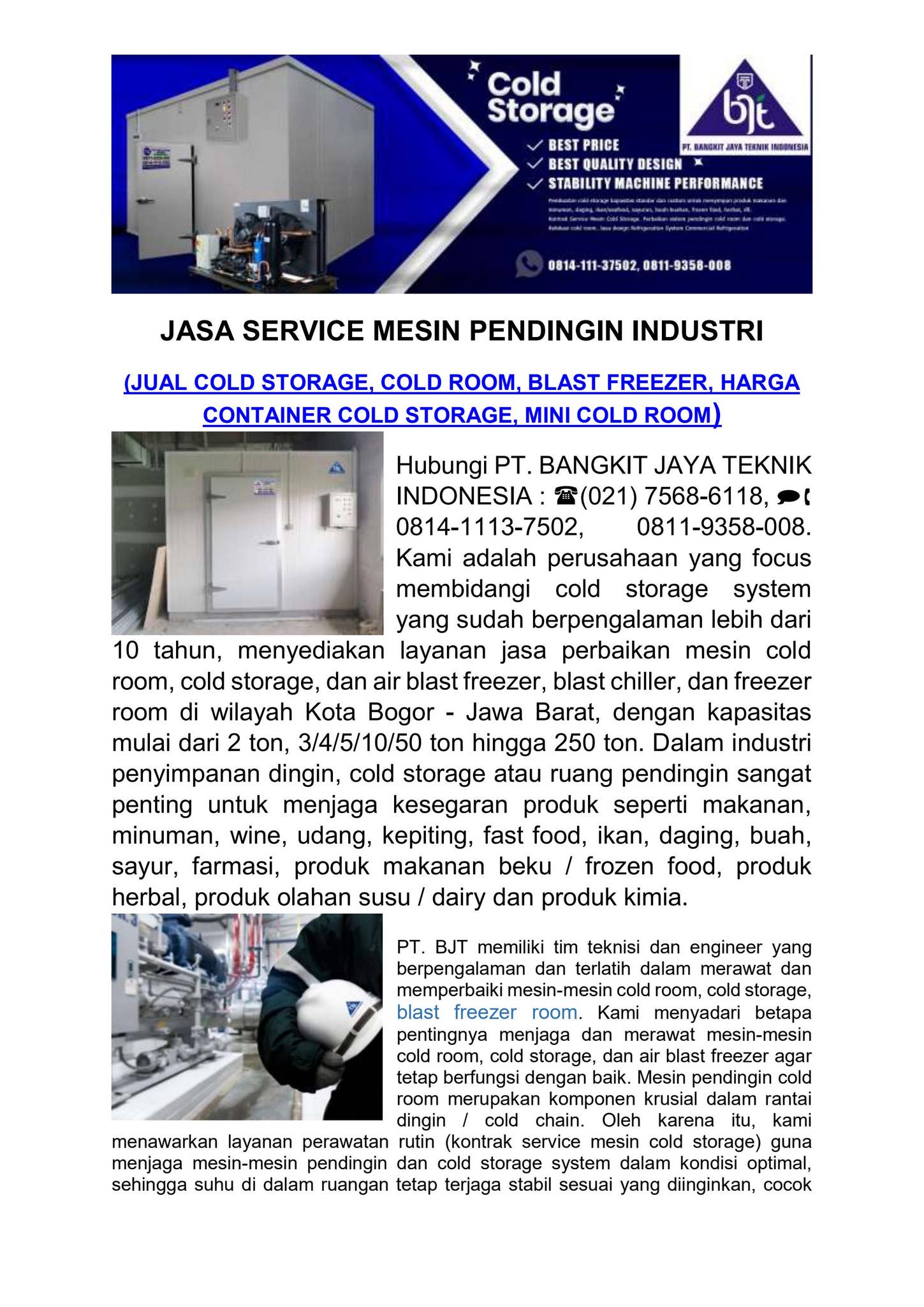 JUAL SERVICE COLD STORAGE, COLD ROOM, BLAST FREEZER, HARGA CONTAINER ...