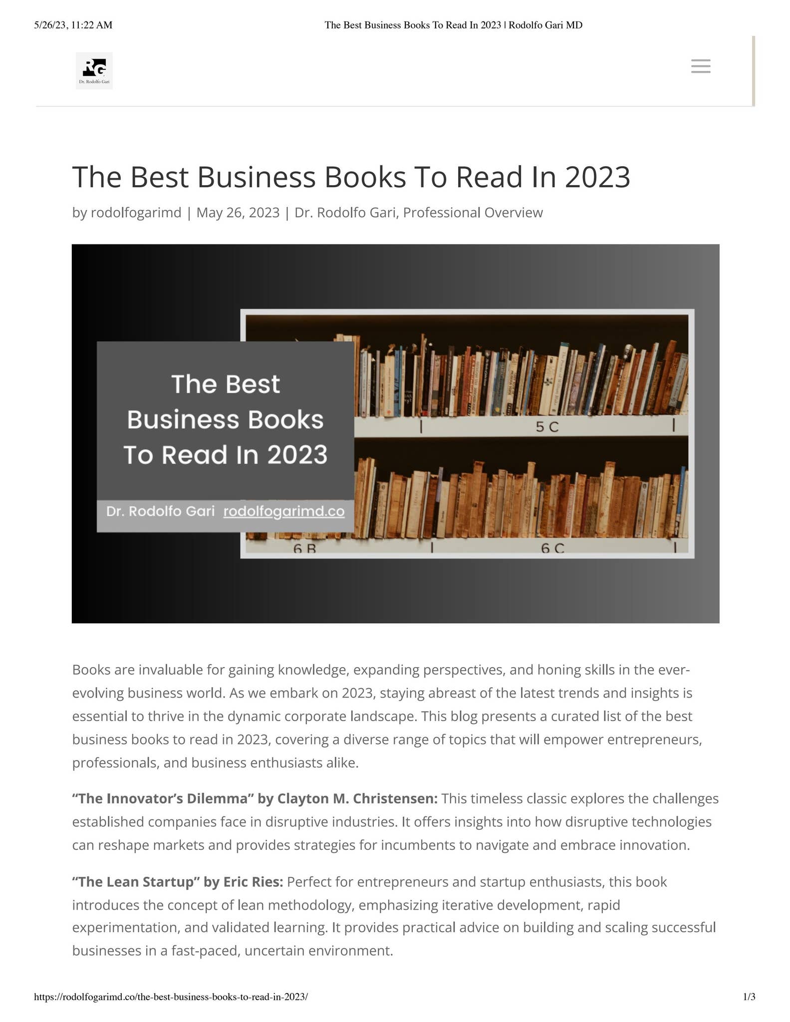 The Best Business Books To Read In 2023 | Dr. Rodolfo Gari by Rodolfo ...