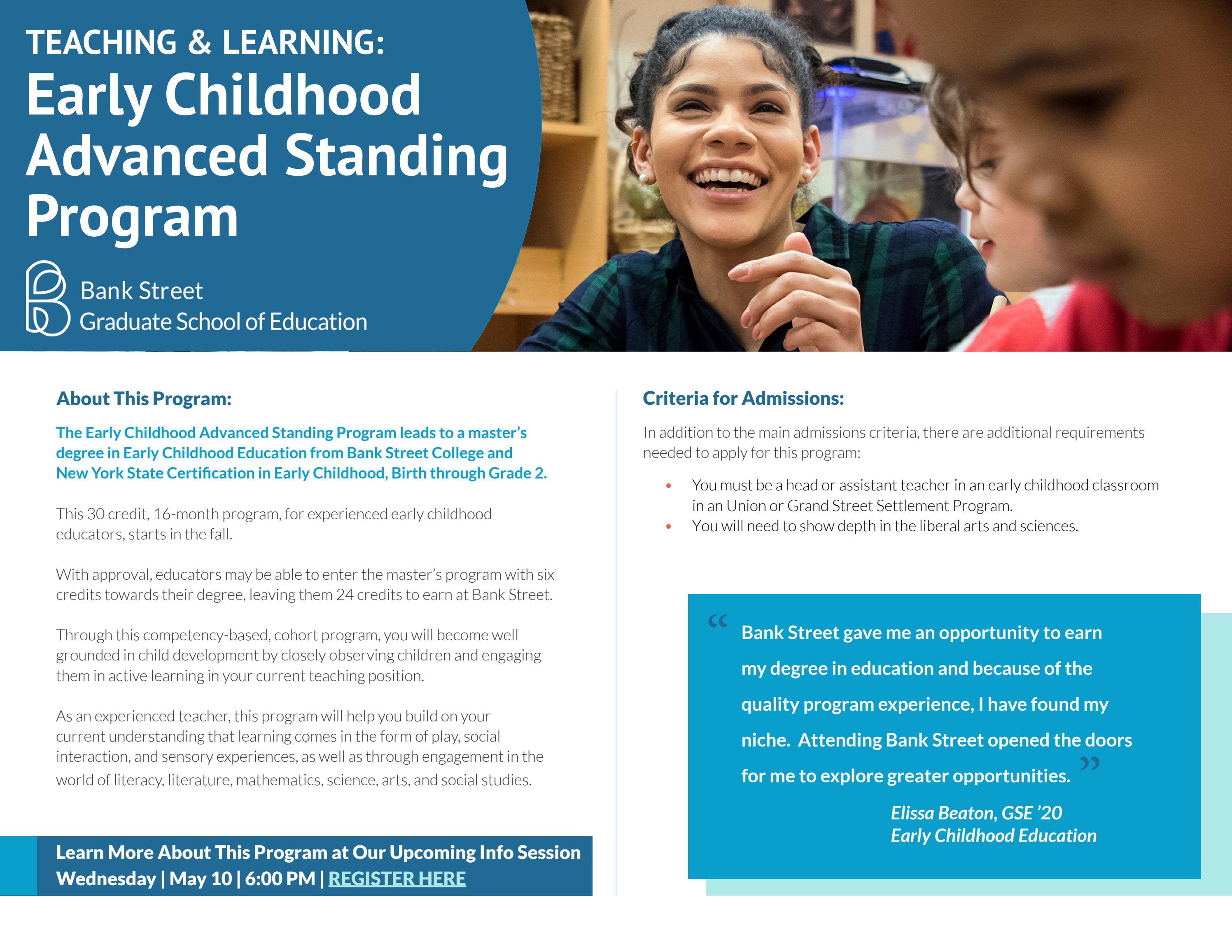 Bank Street College Early Childhood Advanced Standing Program by Union ...