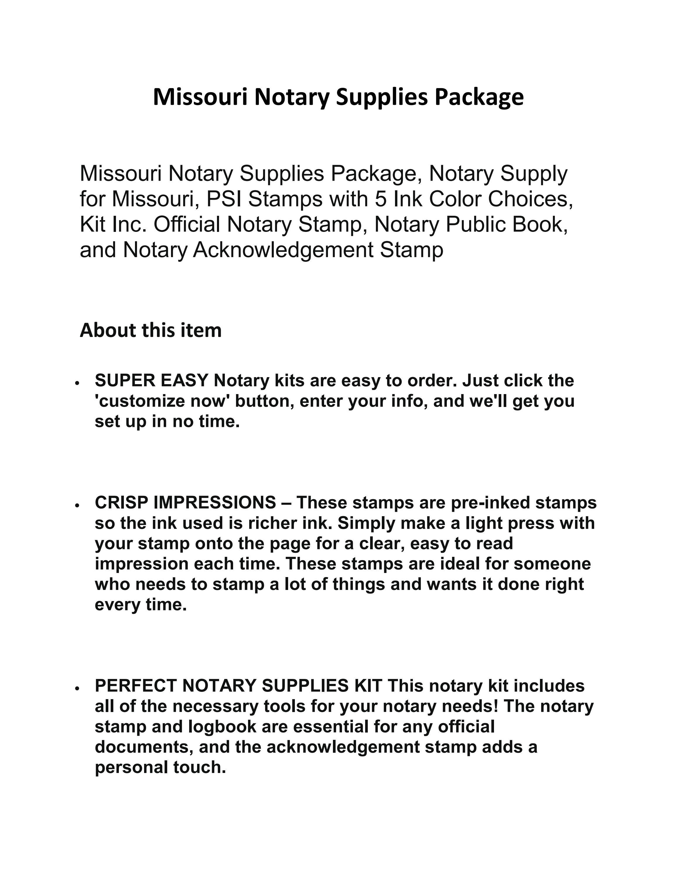 Missouri Notary Supplies Package by acornsales - Issuu