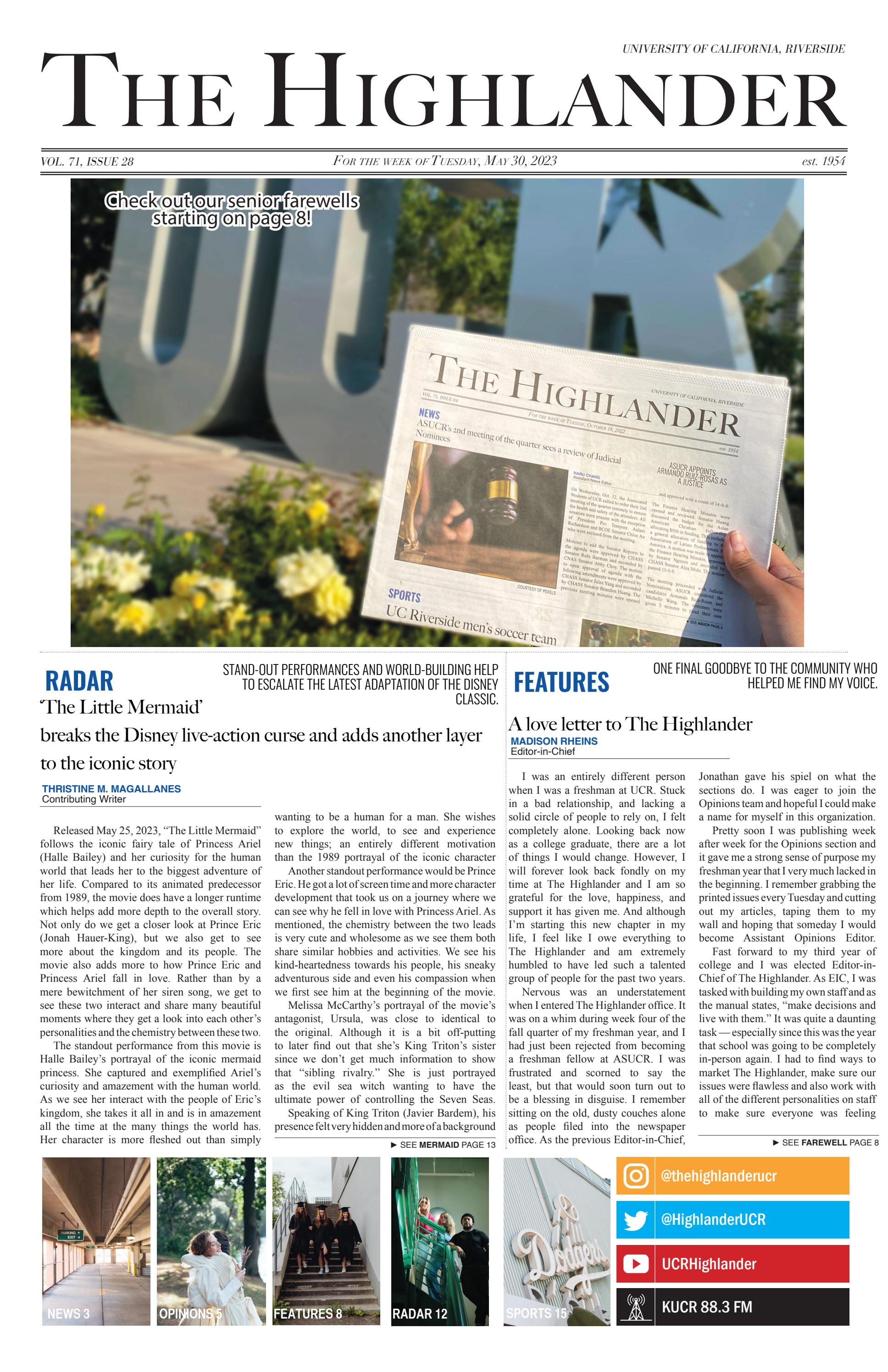 Vol. 71, Issue 28 by The Highlander- UCR - Issuu