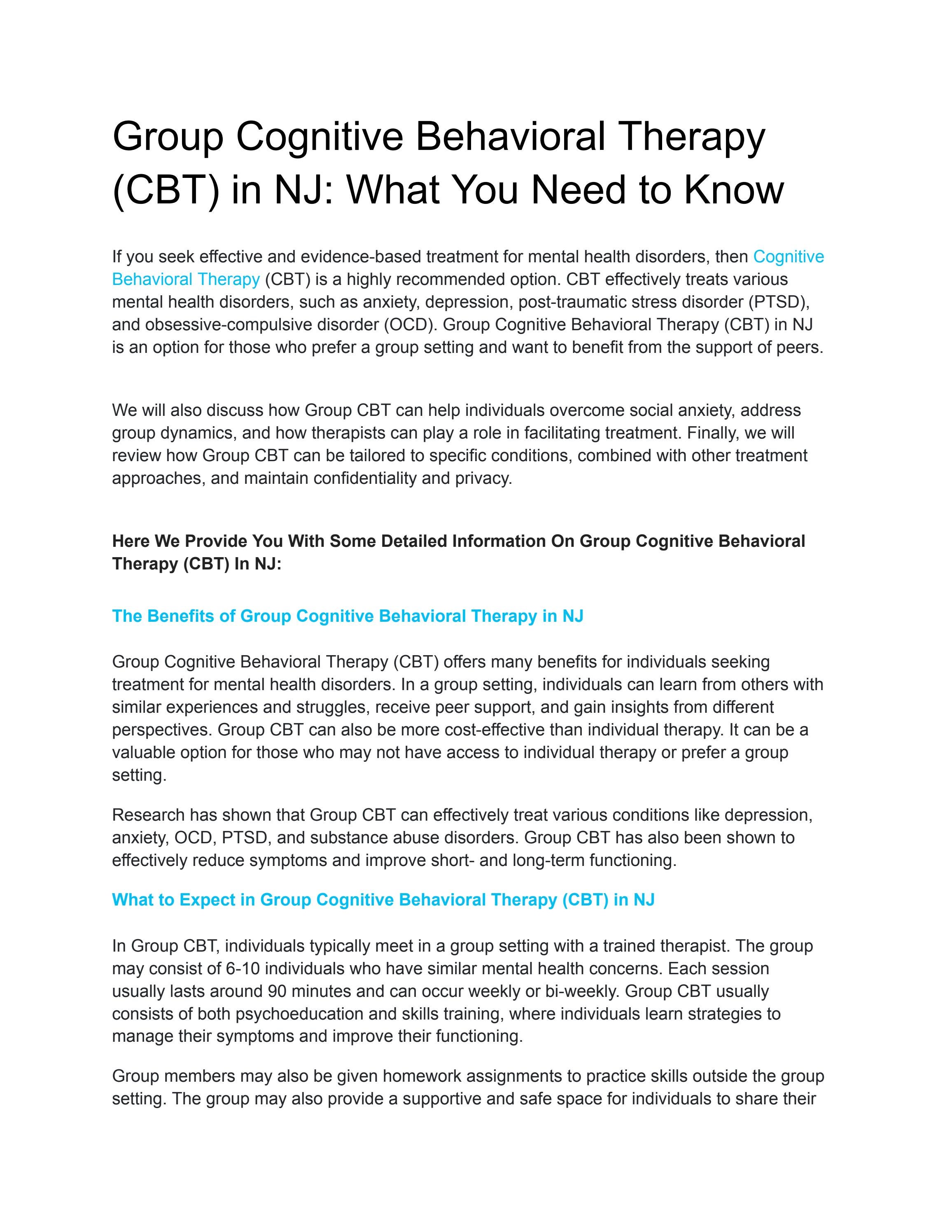 Group Cognitive Behavioral Therapy (CBT) in NJ: What You Need to Know ...