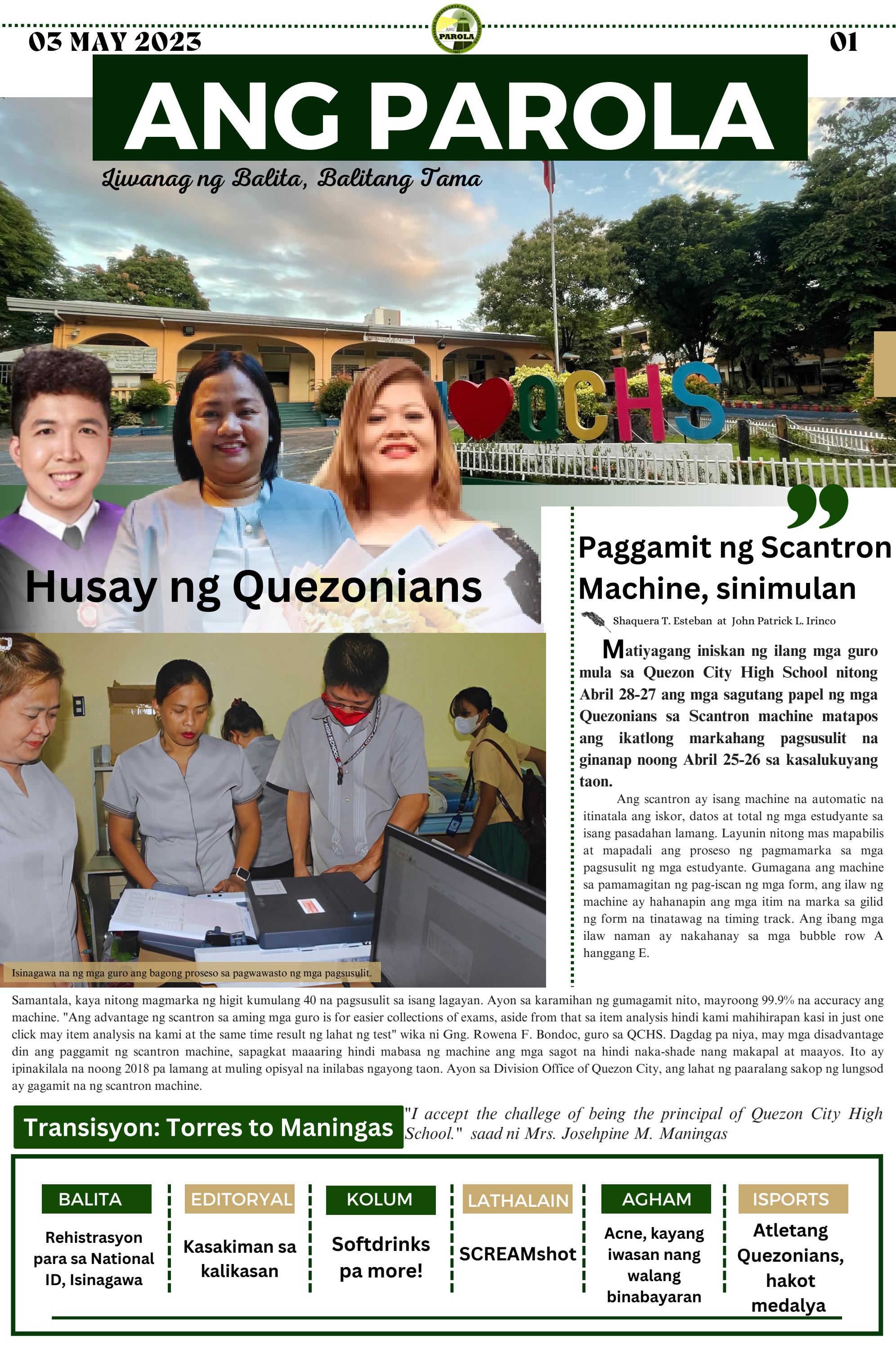 Opisyal na Pahayagan ng ''ANG PAROLA'' Paaralang Sekondarya ng Lungsod ...