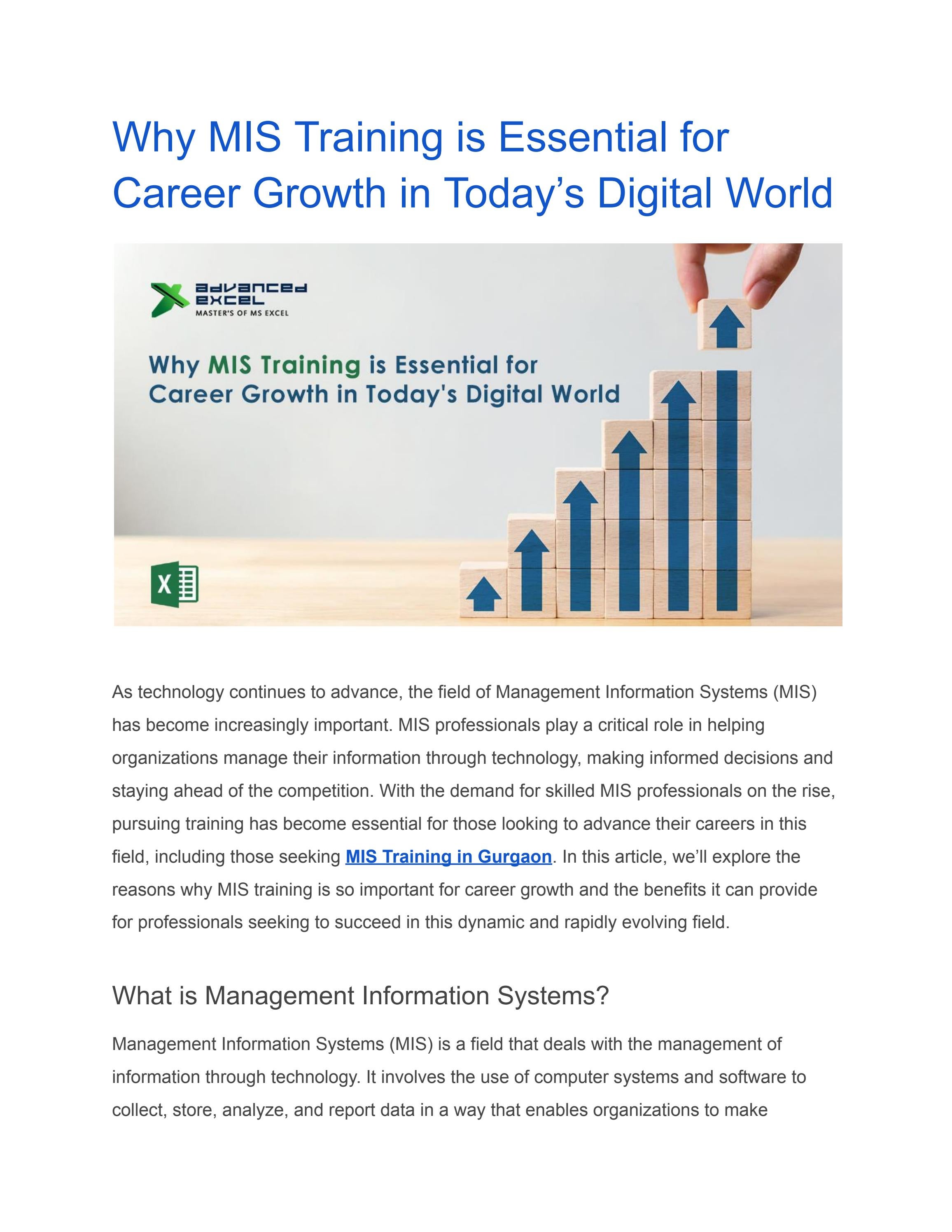 MIS Training in Gurgaon | MIS Training Institute in Gurgaon - Advanced ...