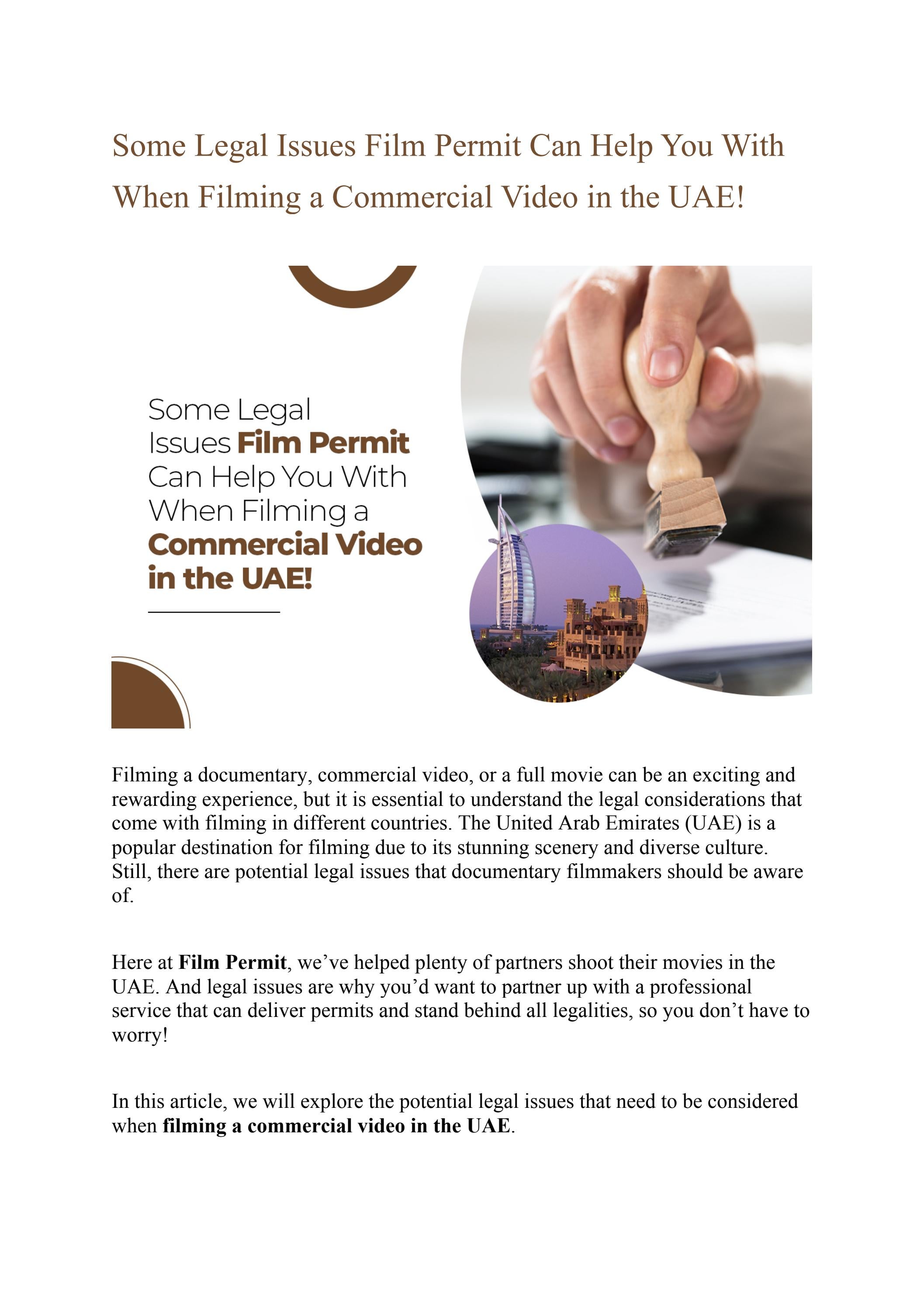 Film Permit Legal Issues by Moiz Saeed - Issuu