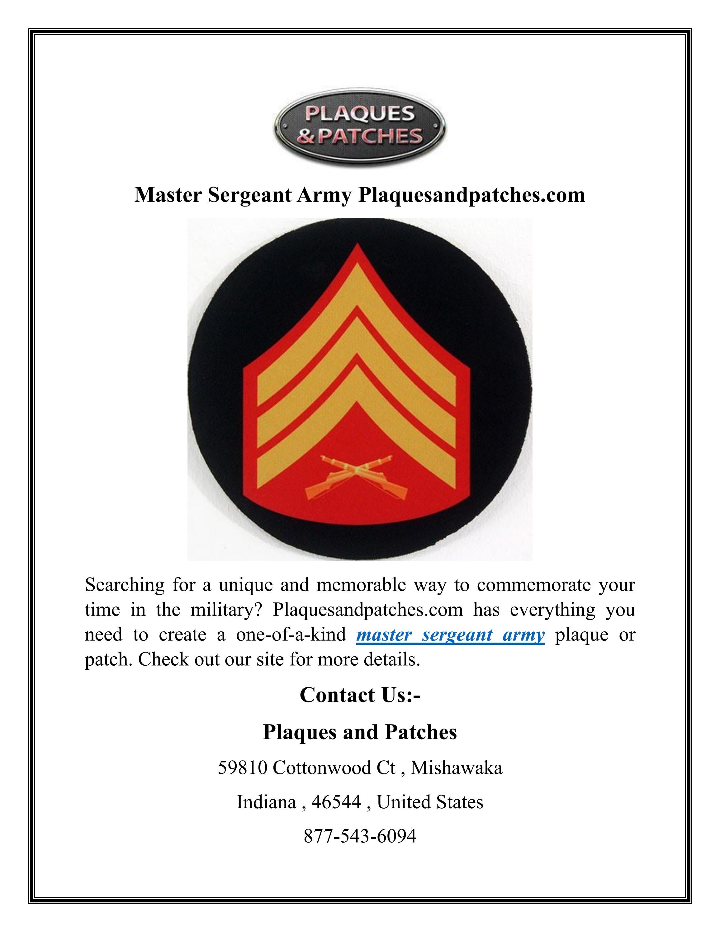 Master Sergeant Army | Plaquesandpatches.com by Plaques And patches - Issuu