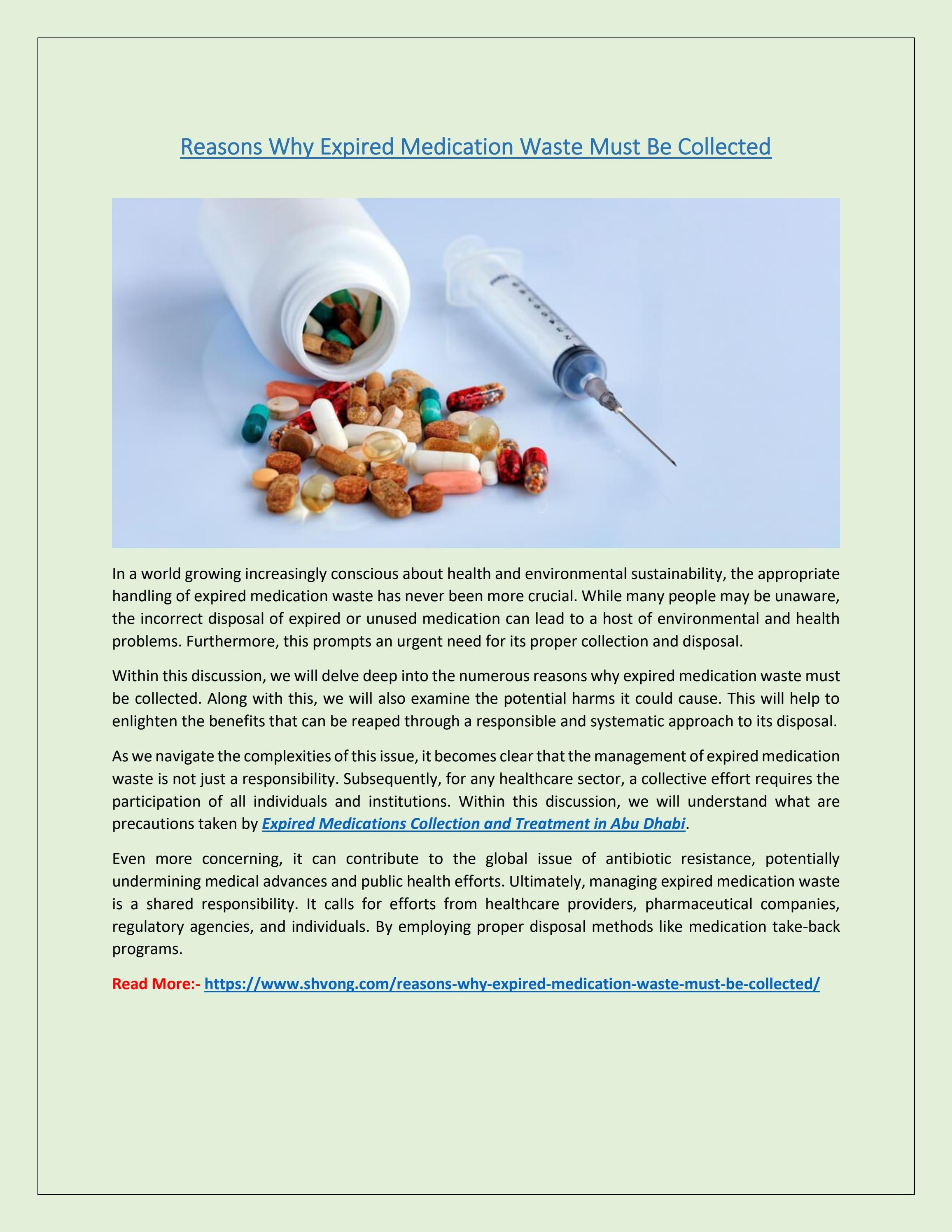 Reasons Why Expired Medication Waste Must Be Collected by cleanco - Issuu