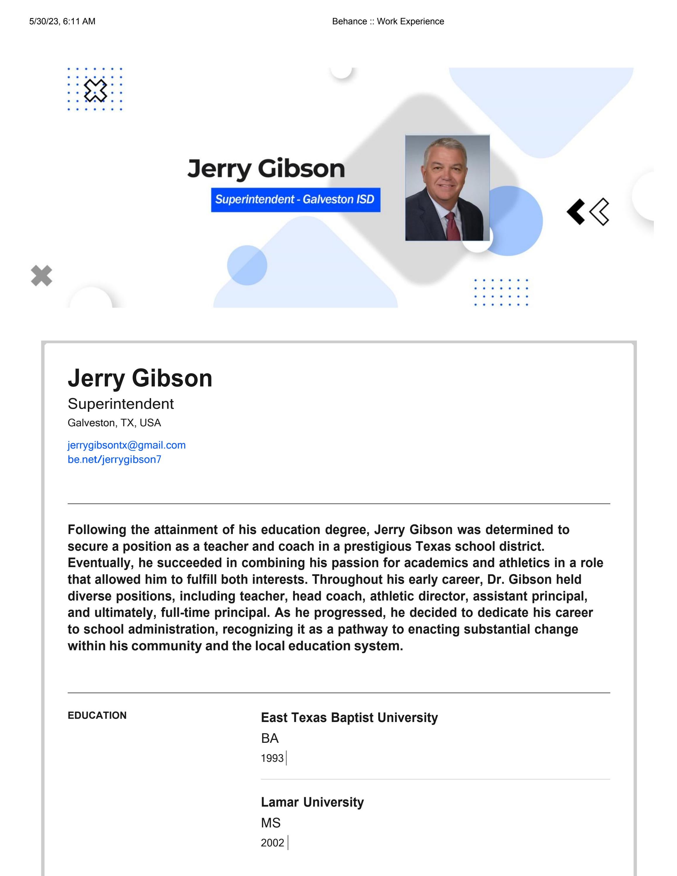 Jerry Gibson - Bio by Jerry Gibson - Issuu