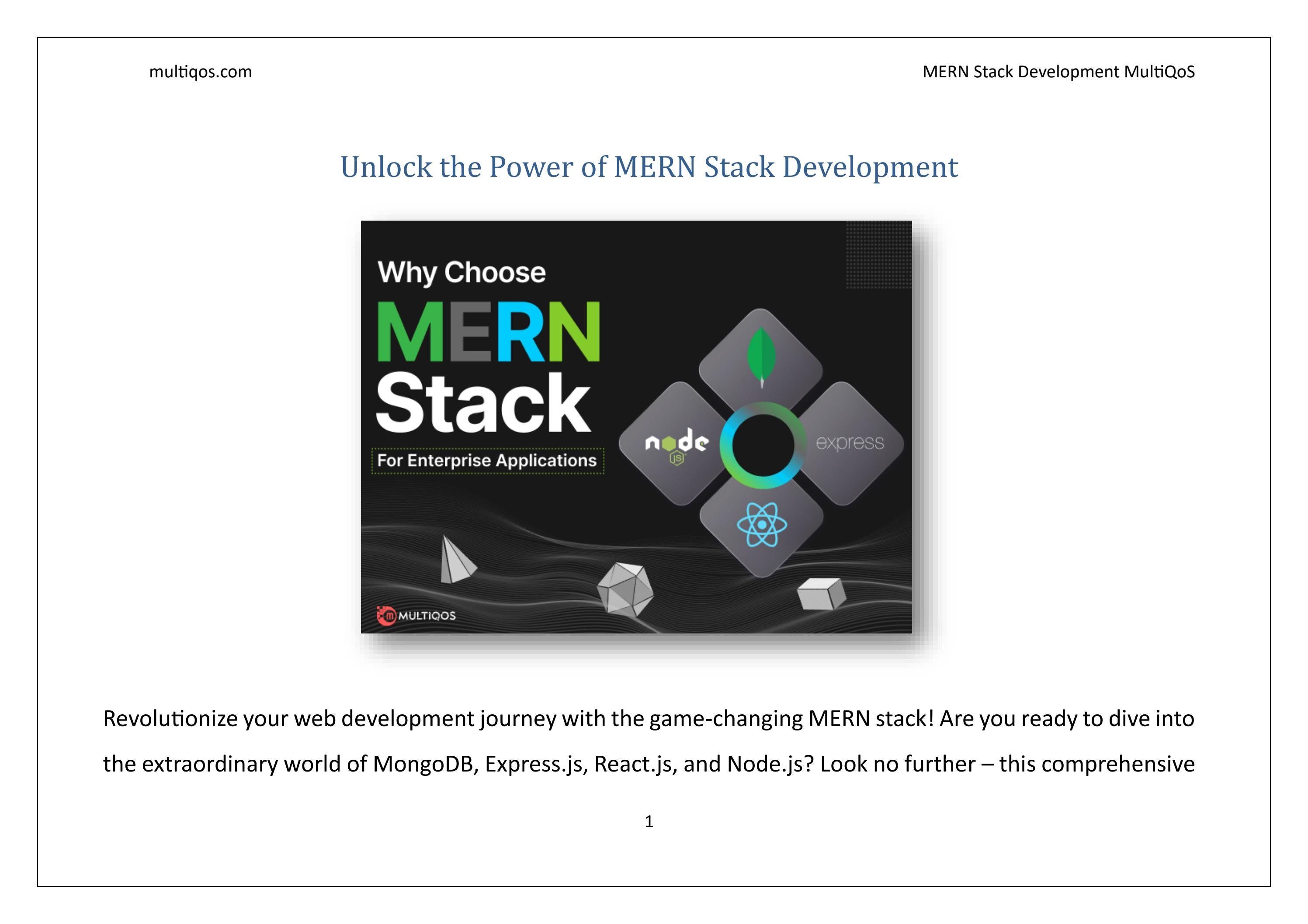 MERN Stack Development Services | MultiQoS Technologies by MultiQoS Tech - Issuu
