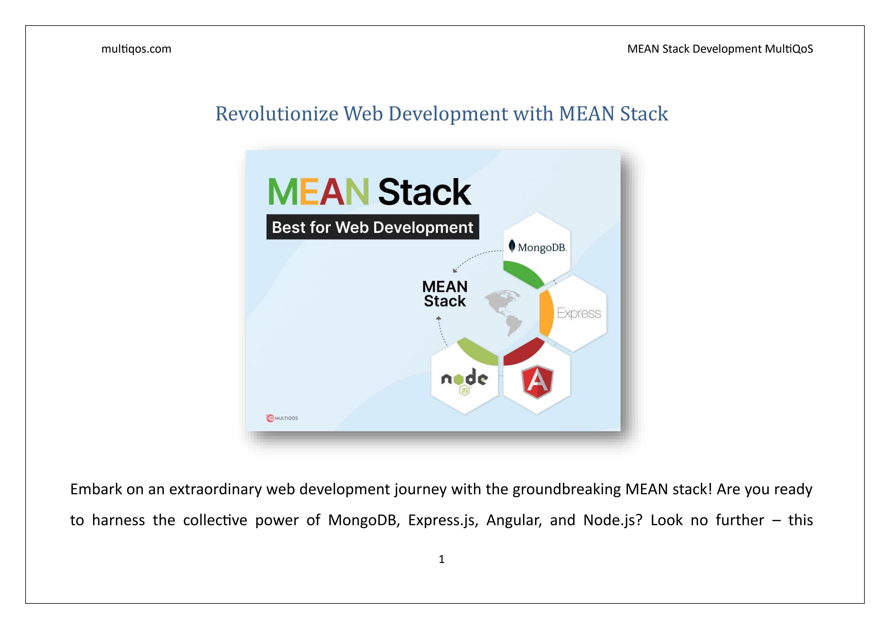 MEAN Stack Development by MultiQoS Tech - Issuu