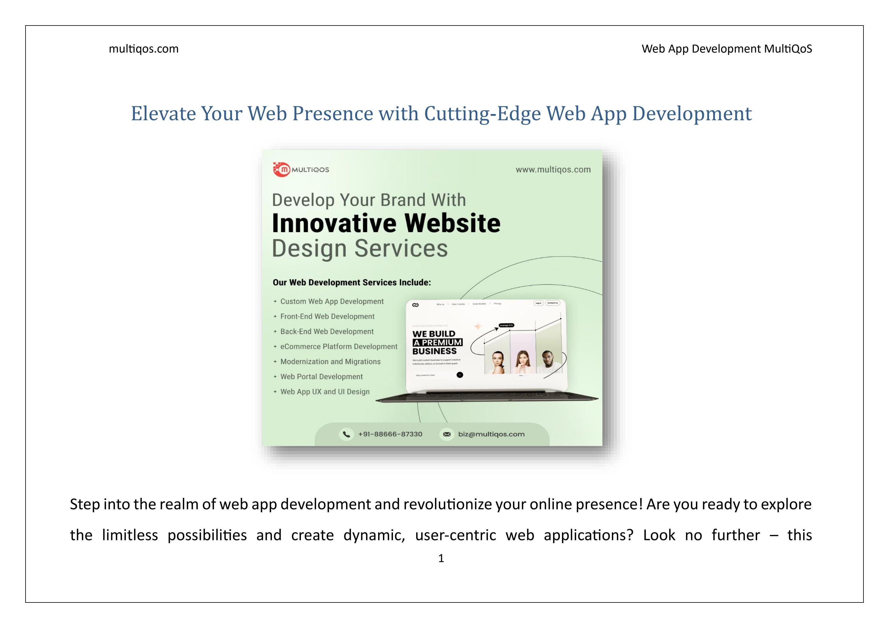 Web App Development Services by MultiQoS Tech - Issuu