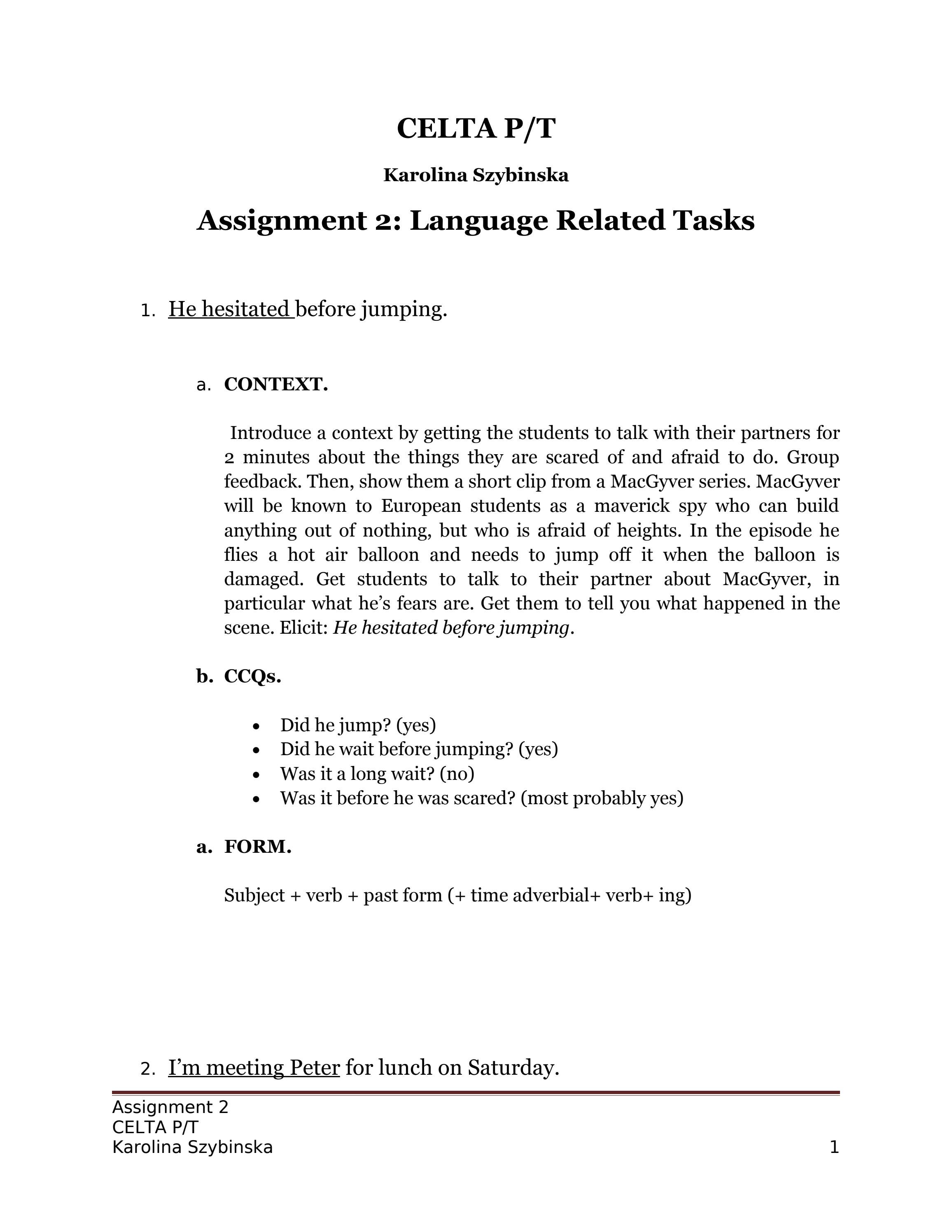 Assignment 2: Language Related Tasks by Pier Paolo Roncoroni Romero - Issuu
