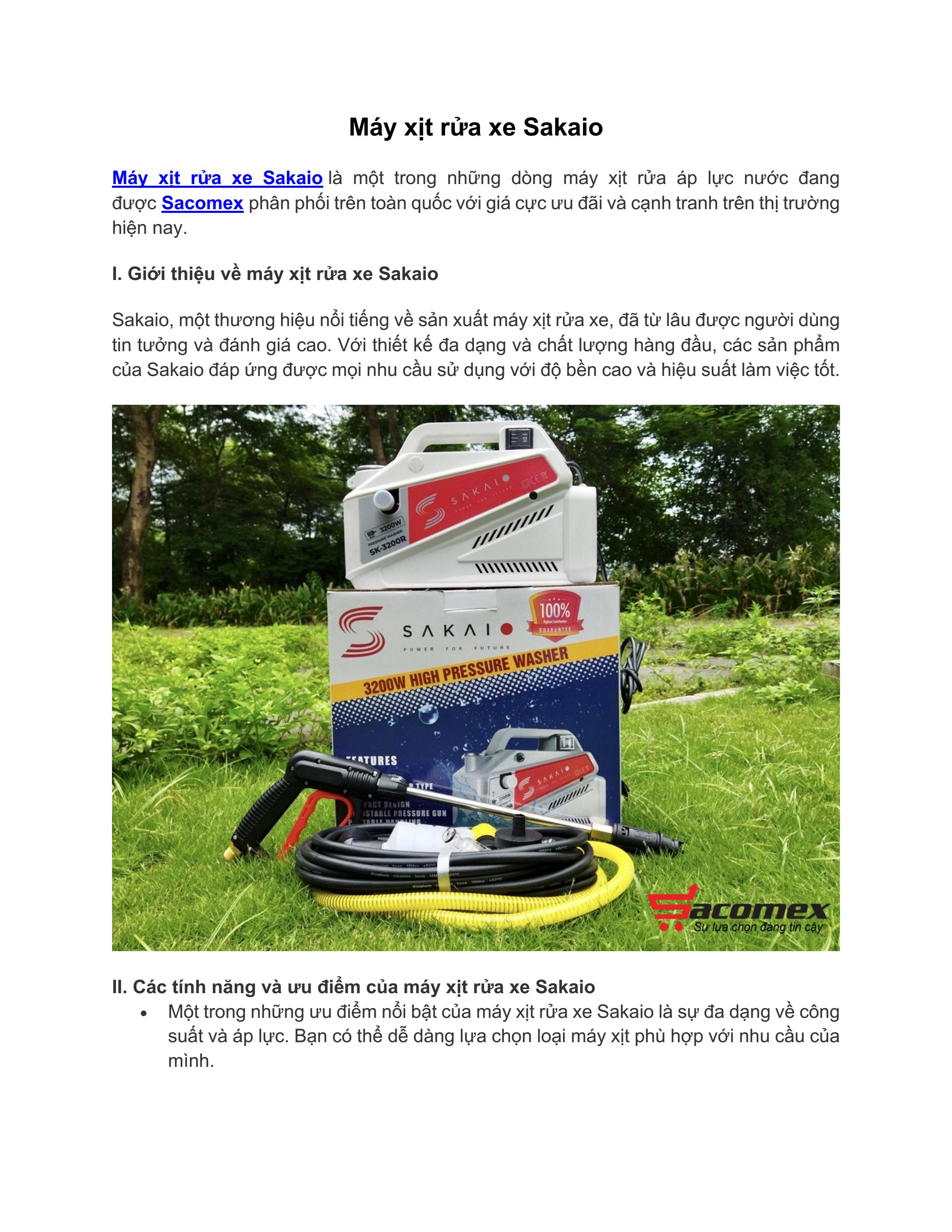 Máy rửa xe Sakaio chính hãng tại Đà Nẵng by dienmaysacomex - Issuu