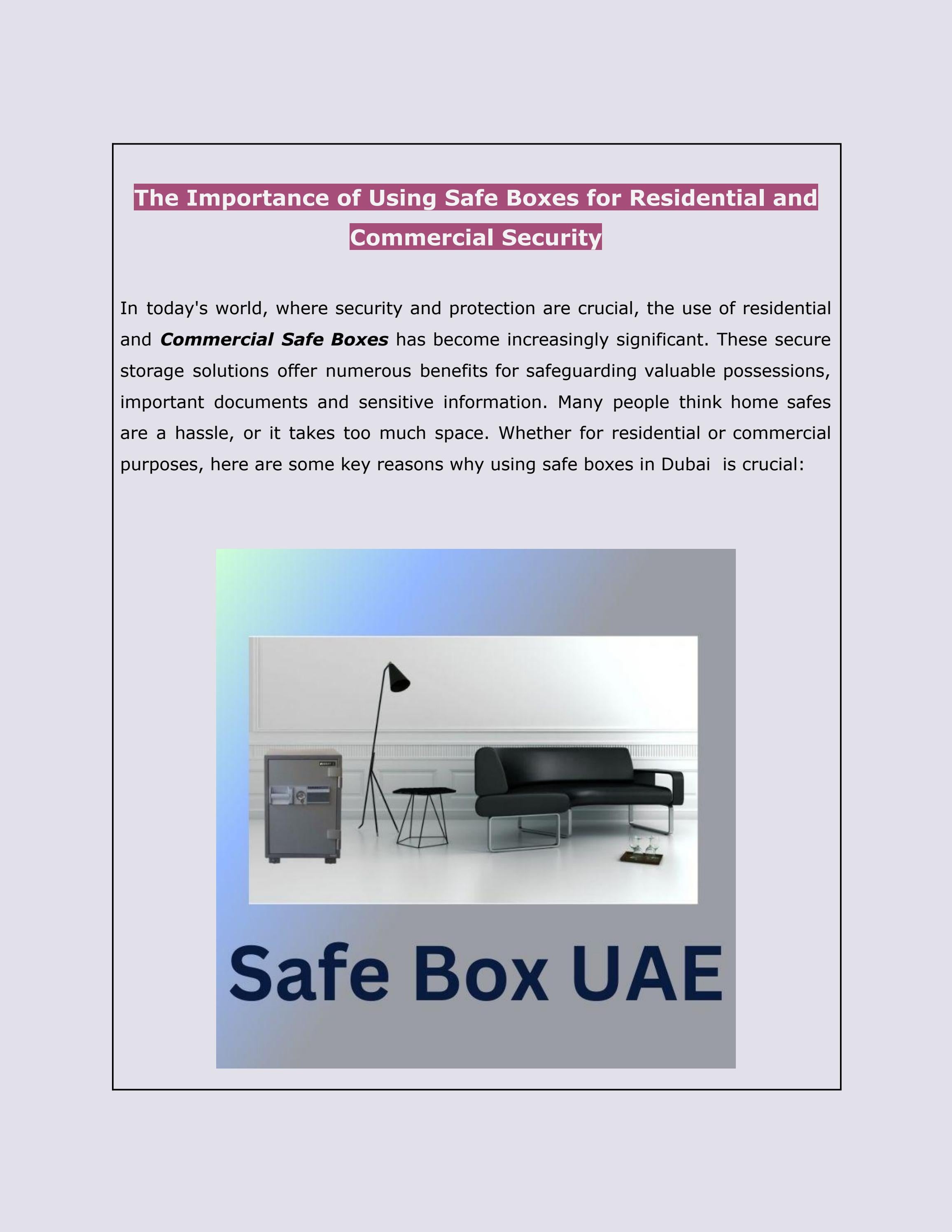 The Importance of Using Safe Boxes for Residential and Commercial ...