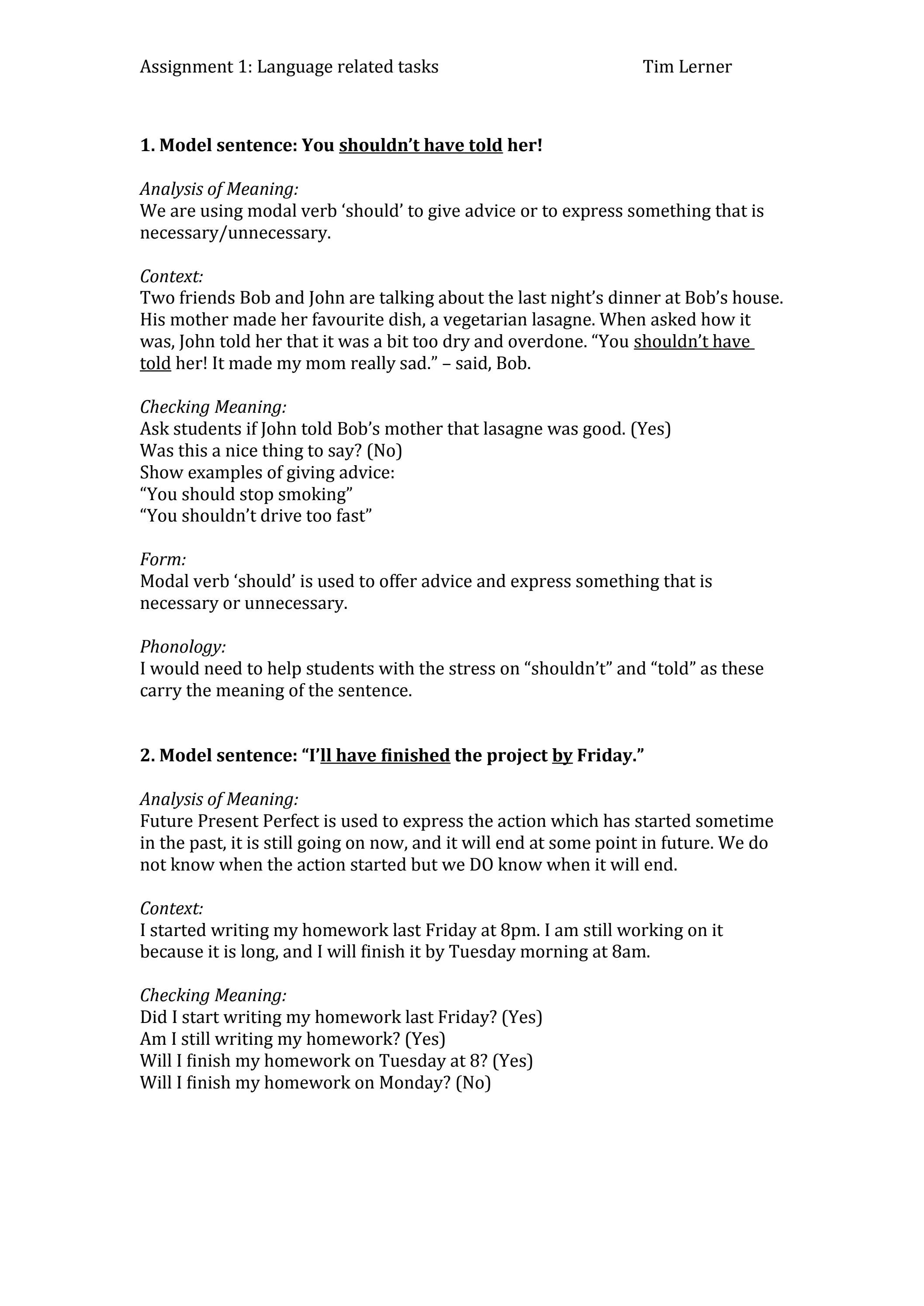 ASSIGNMENT 1 LANGUAGE RELATED TASKS by Pier Paolo Roncoroni Romero - Issuu