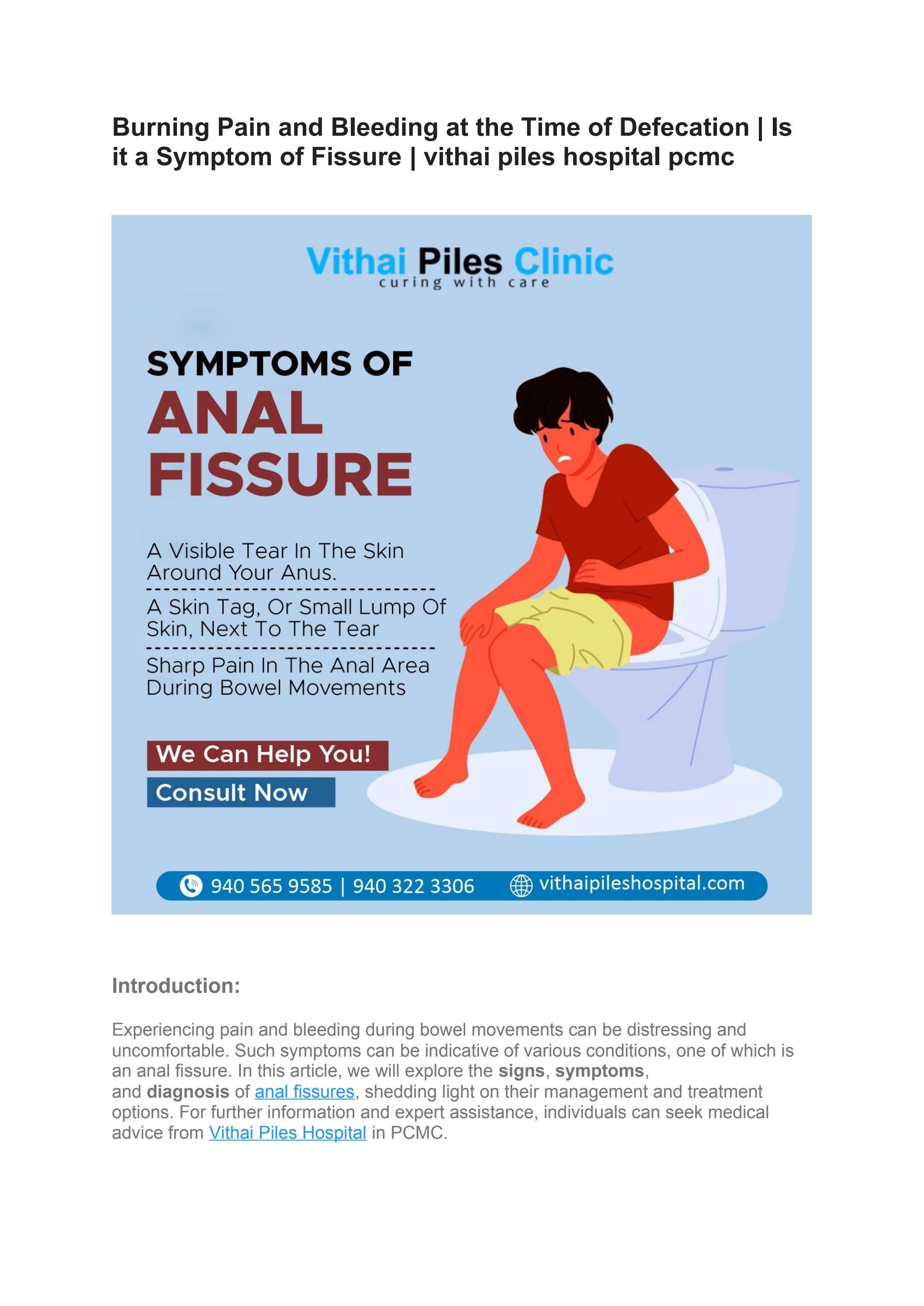 Burning Pain and Bleeding at the Time of Defecation: Is it a Symptom of ...