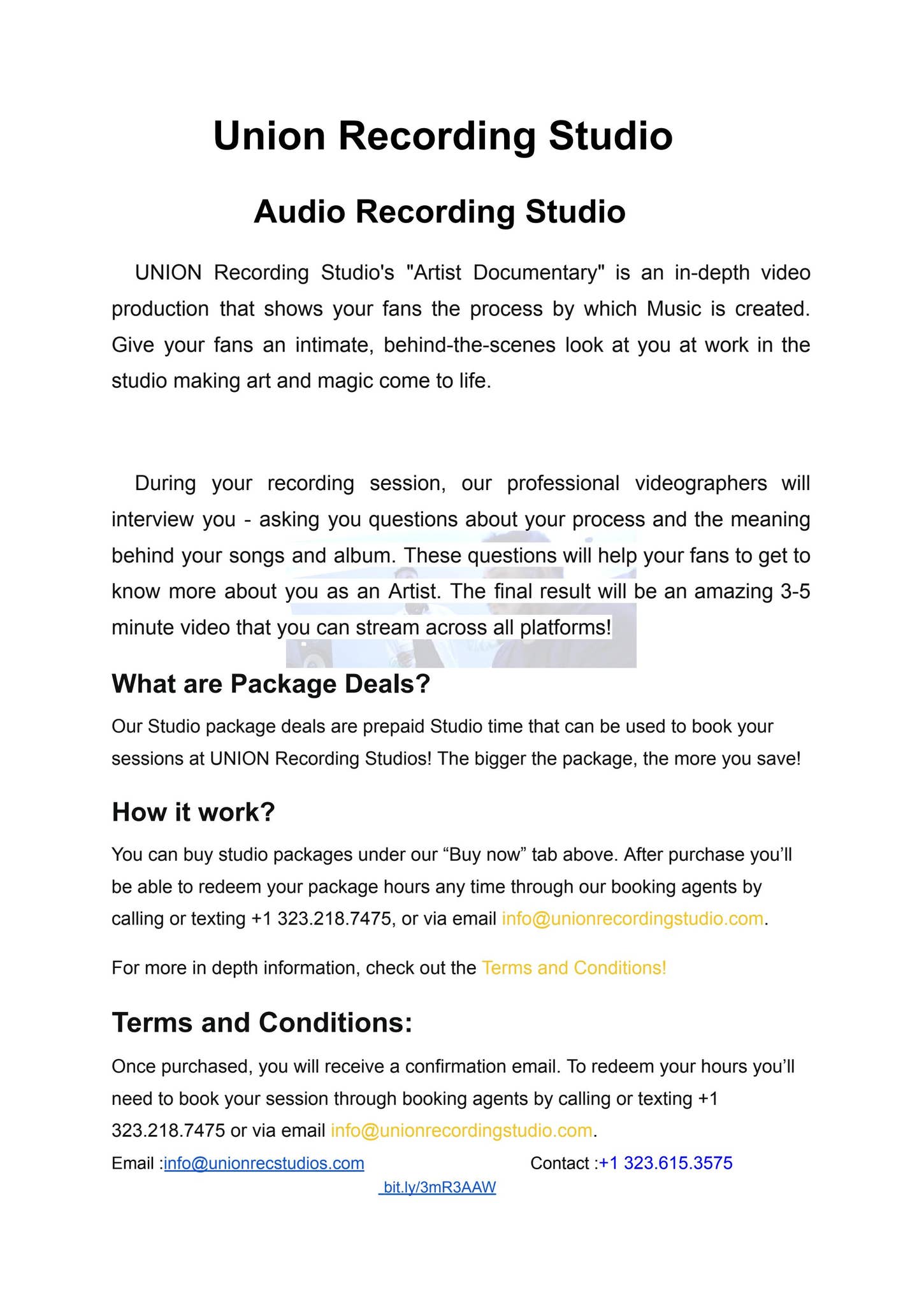 audio recording studio - union recording studio by unionglobal - Issuu