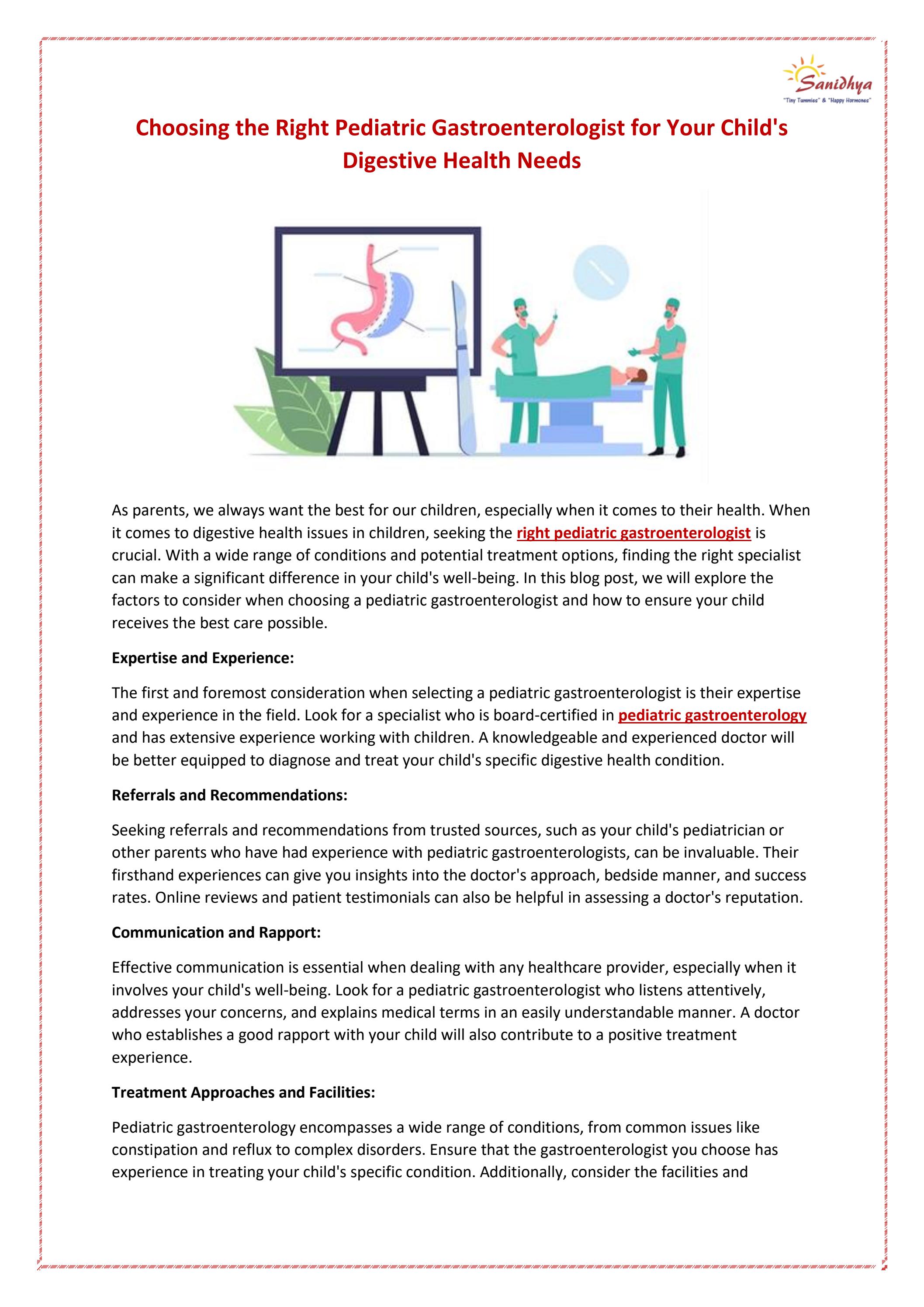 Choosing the Best Pediatric Gastroenterologist: Ensuring Optimal ...