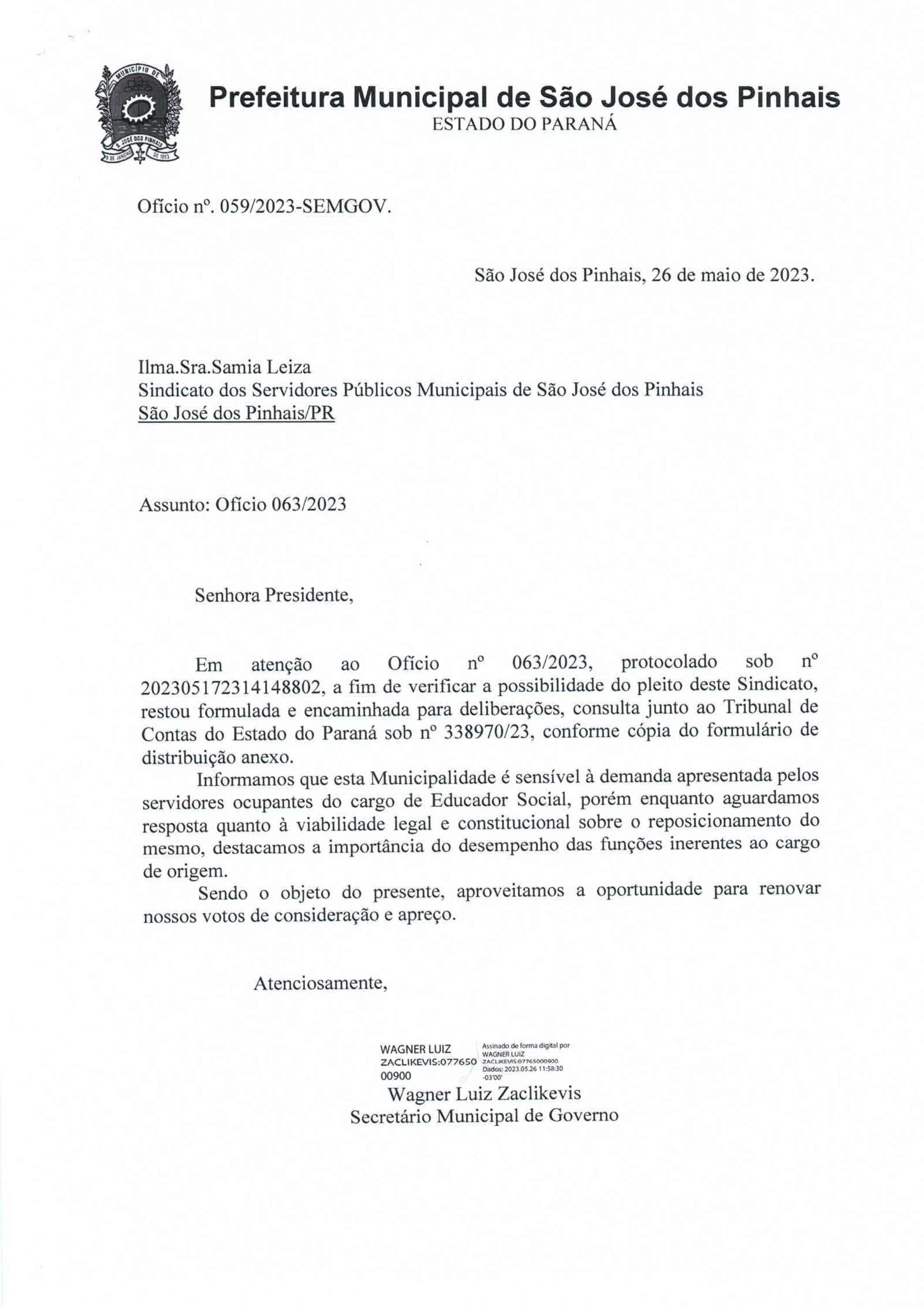 Ofício 059.2023 - SEMGOV - consulta TCE.pdf by Sinsep Sjp - Issuu