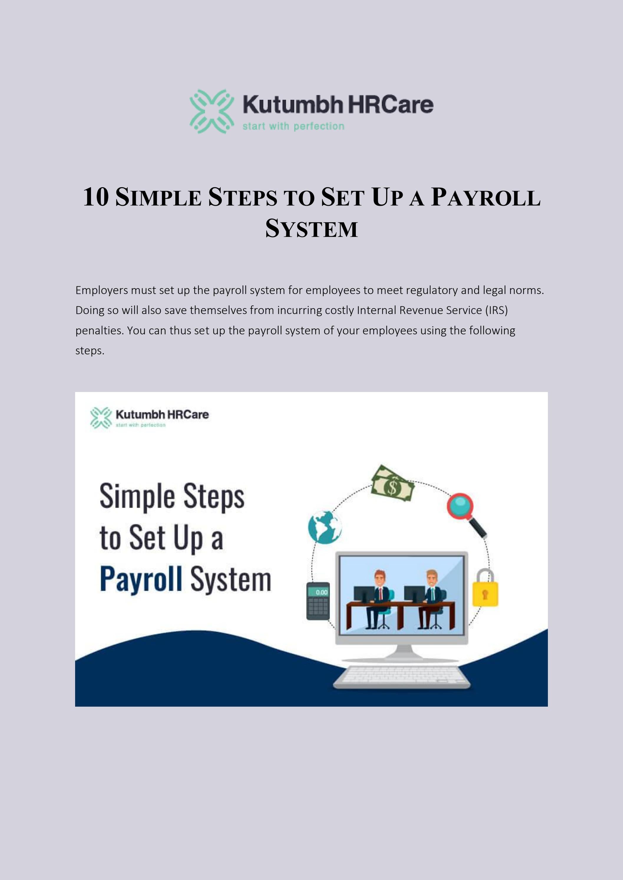 10 SIMPLE STEPS TO SET UP A PAYROLL SYSTEM by kutumbhhrcare - Issuu
