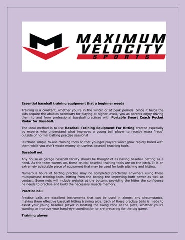 Essential baseball training equipment that a beginner needs by Maximum ...