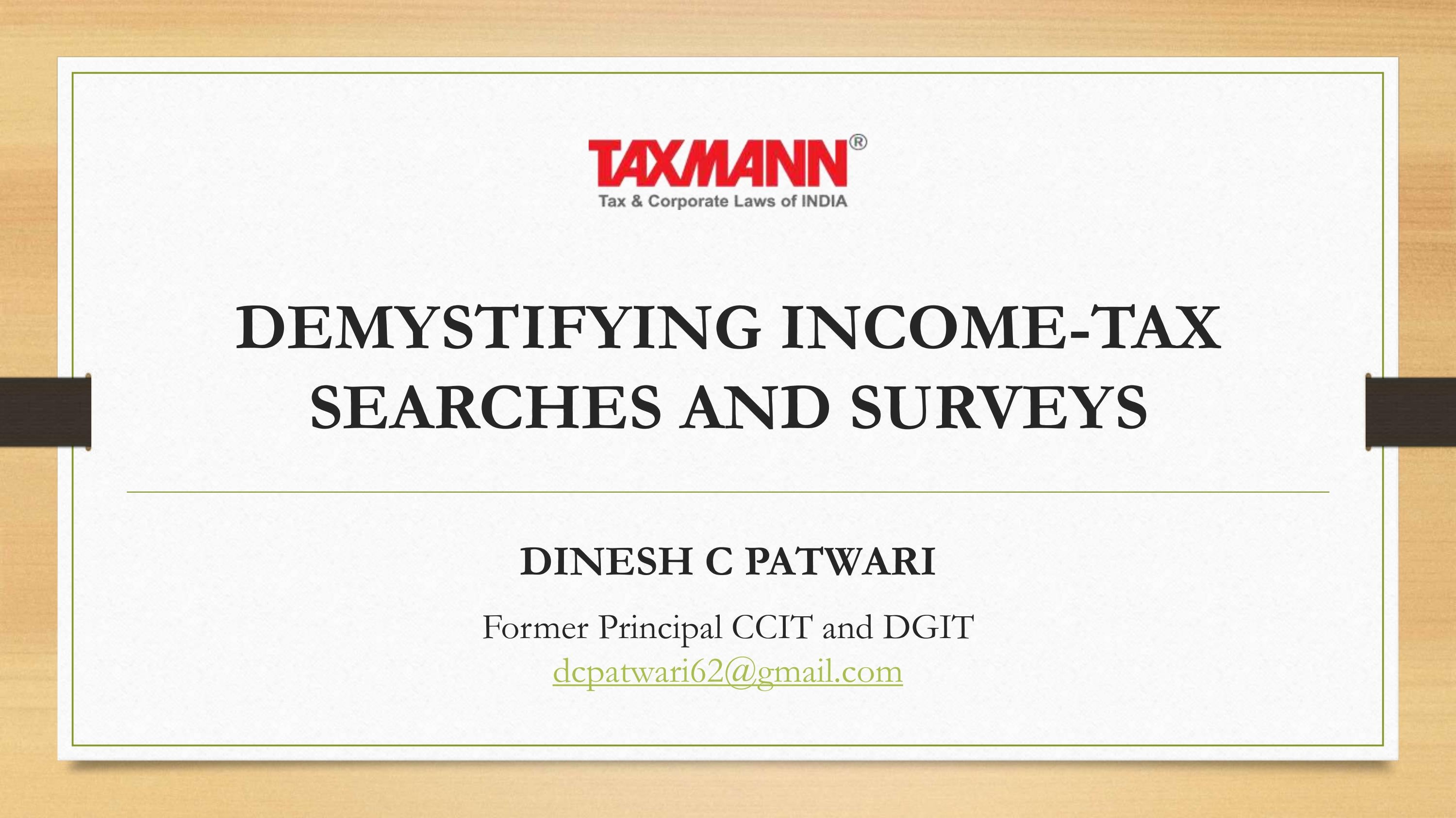 #TaxmannPPT | Demystifying Income Tax Search & Surveys by Taxmann - Issuu