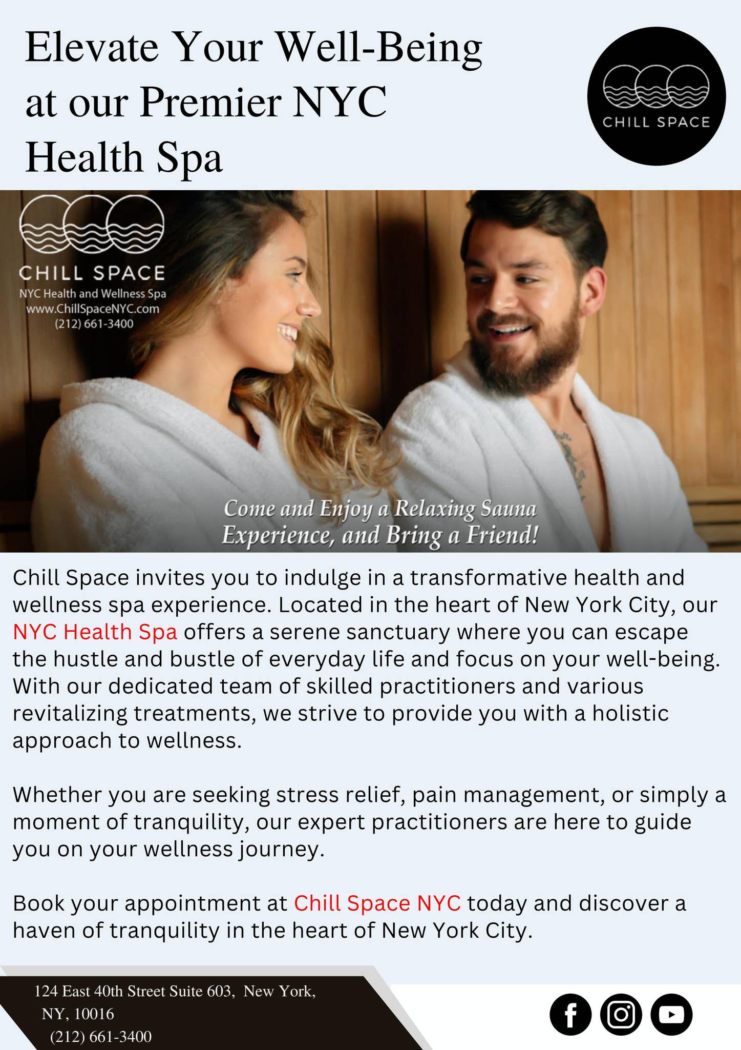 Elevate Your Well-Being at our Premier NYC Health Spa by Chill Space ...