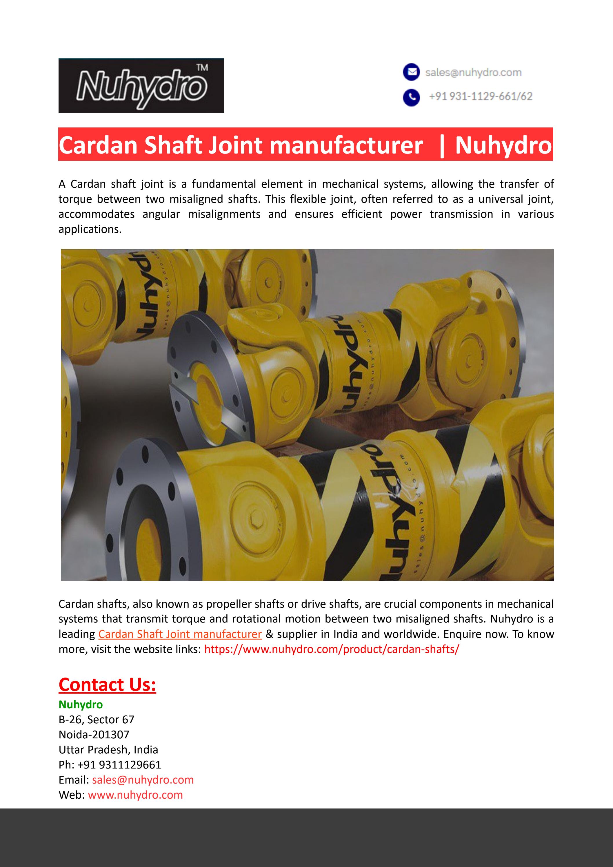 Cardan Shaft Joint manufacturer by Cardan Shafts - Issuu
