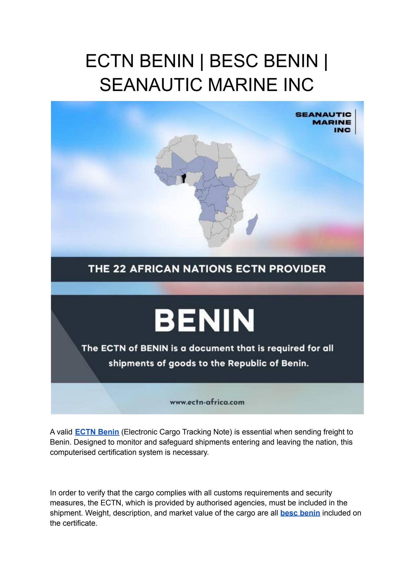 ECTN/BESC Benin | Seanauatic Marine by seanutic marine - Issuu