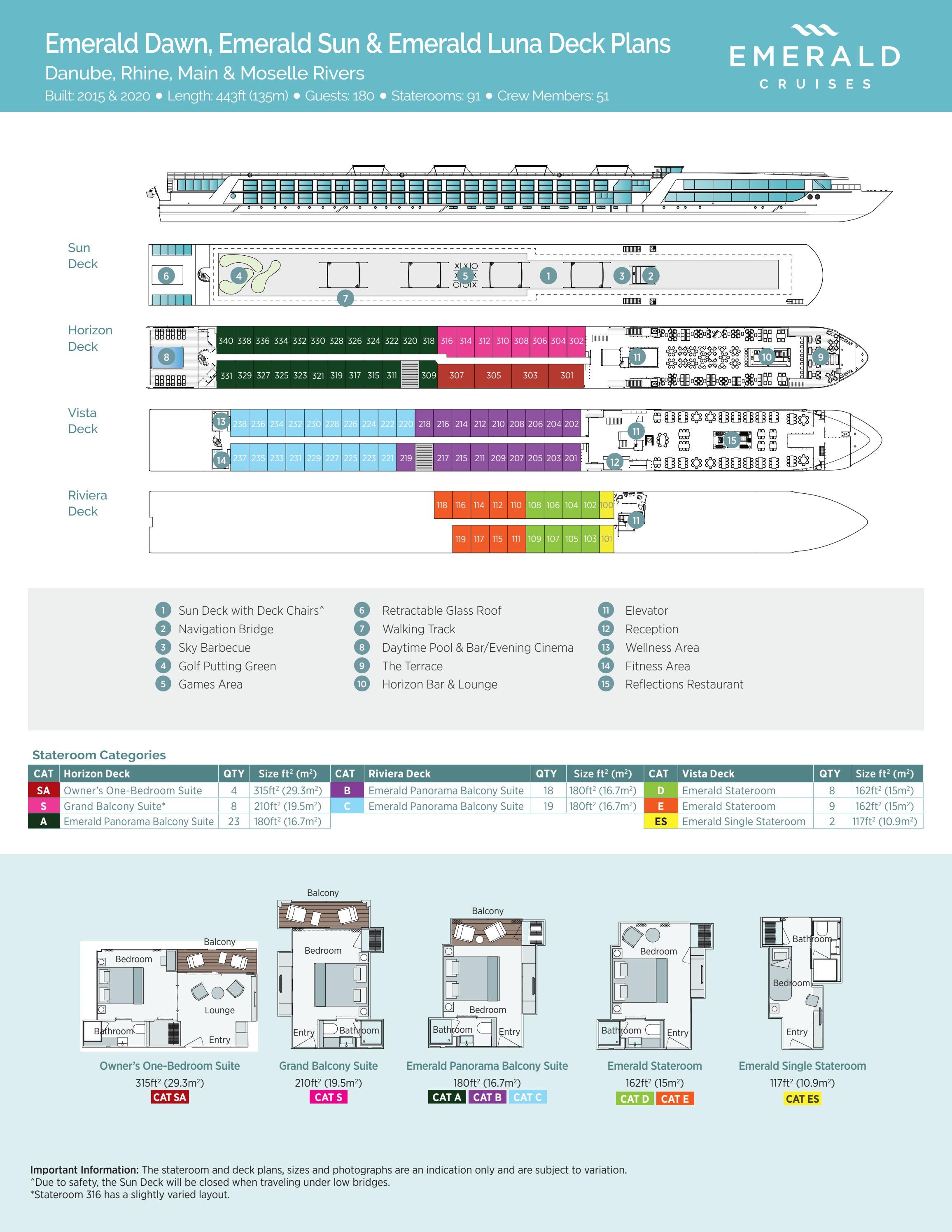 Emerald Deck Plans - Dawn, Sun & Luna by Scenic & Emerald Cruises US ...