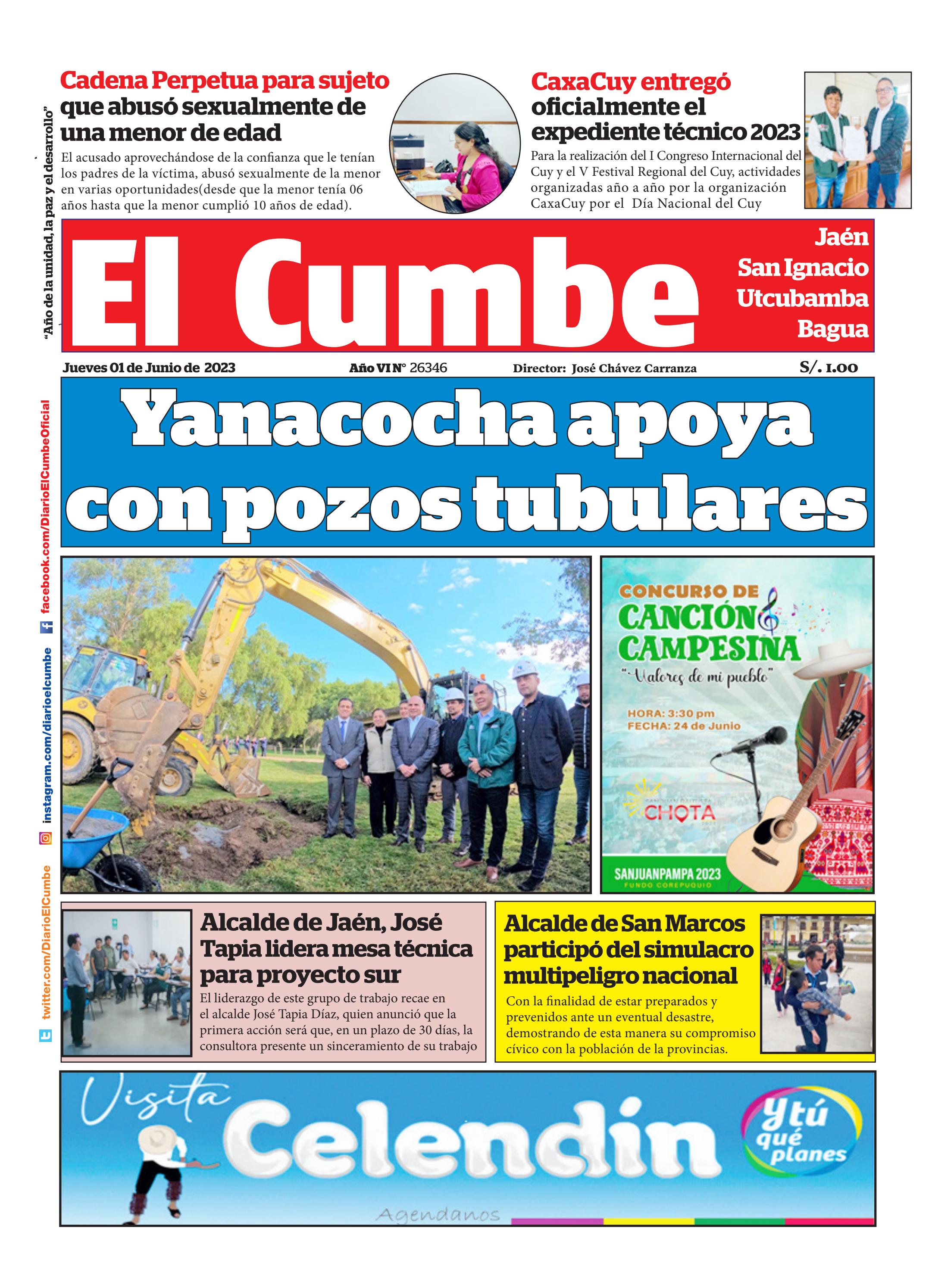 Diario EL CUMBE 01 de Junio del 2023 by diarioelcumbecajamarca - Issuu