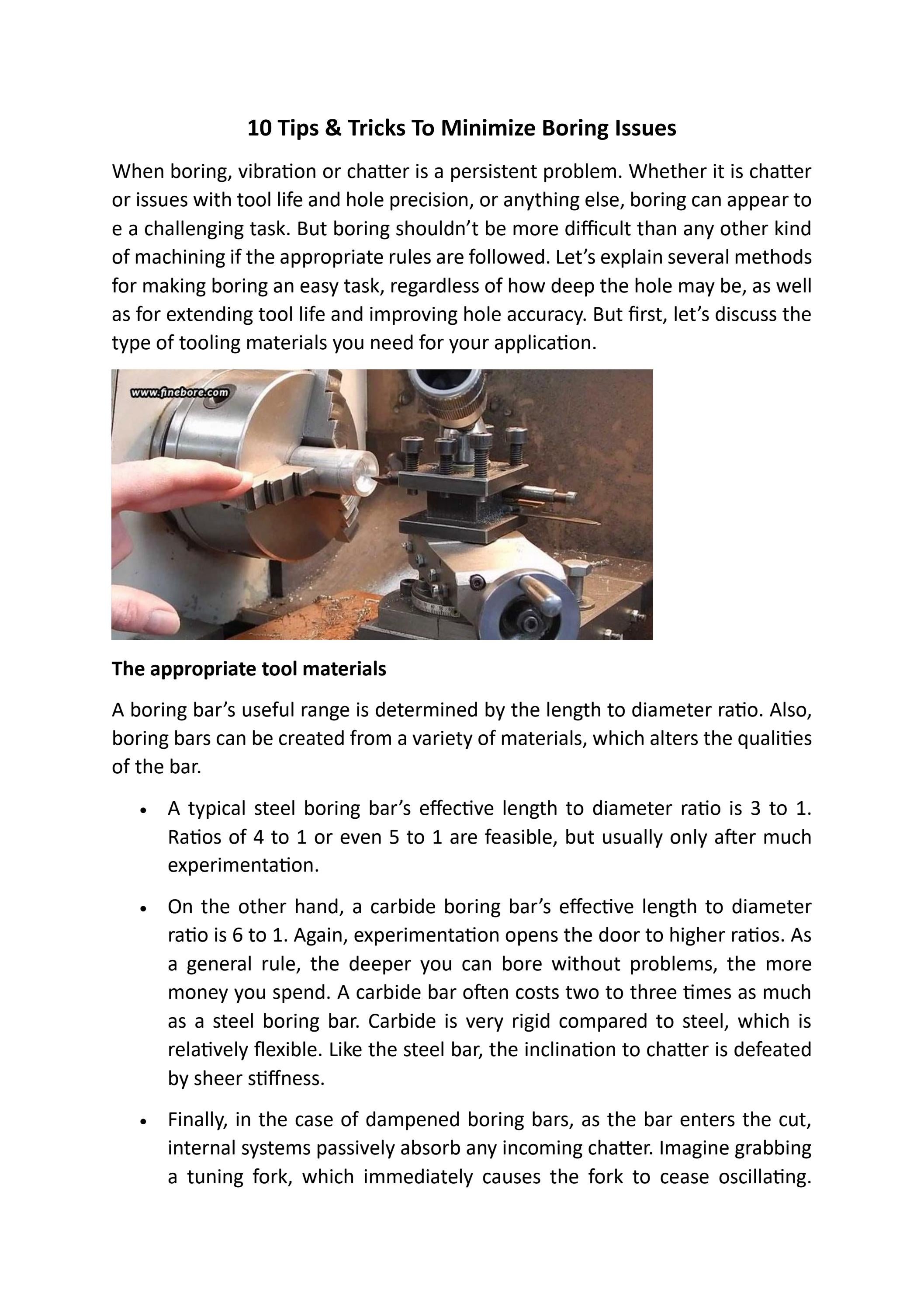 10 Tips & Tricks To Minimize Boring Issues by finetechtoolings - Issuu