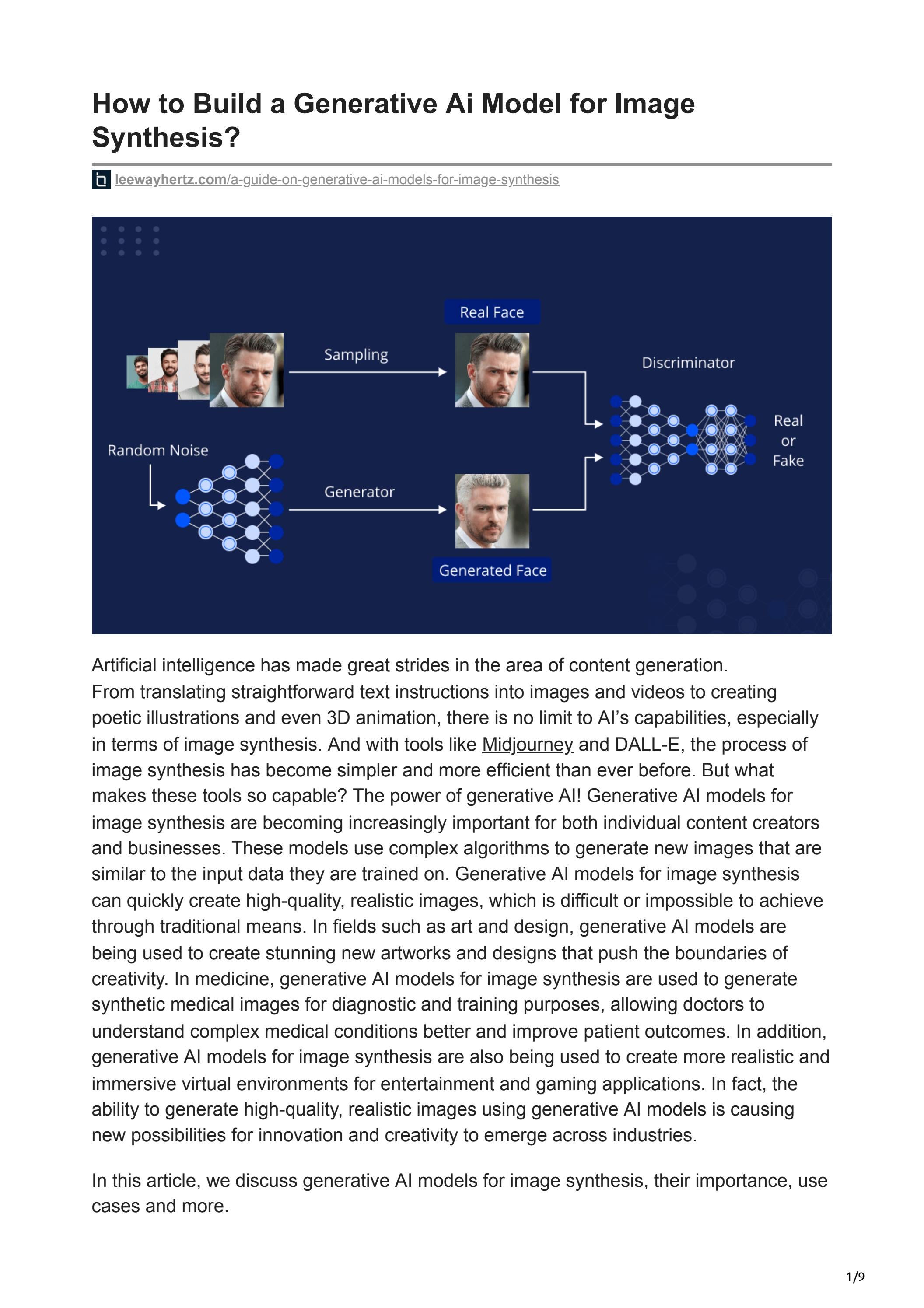 HOW TO BUILD A GENERATIVE AI MODEL FOR IMAGE SYNTHESIS? by Christopher ...