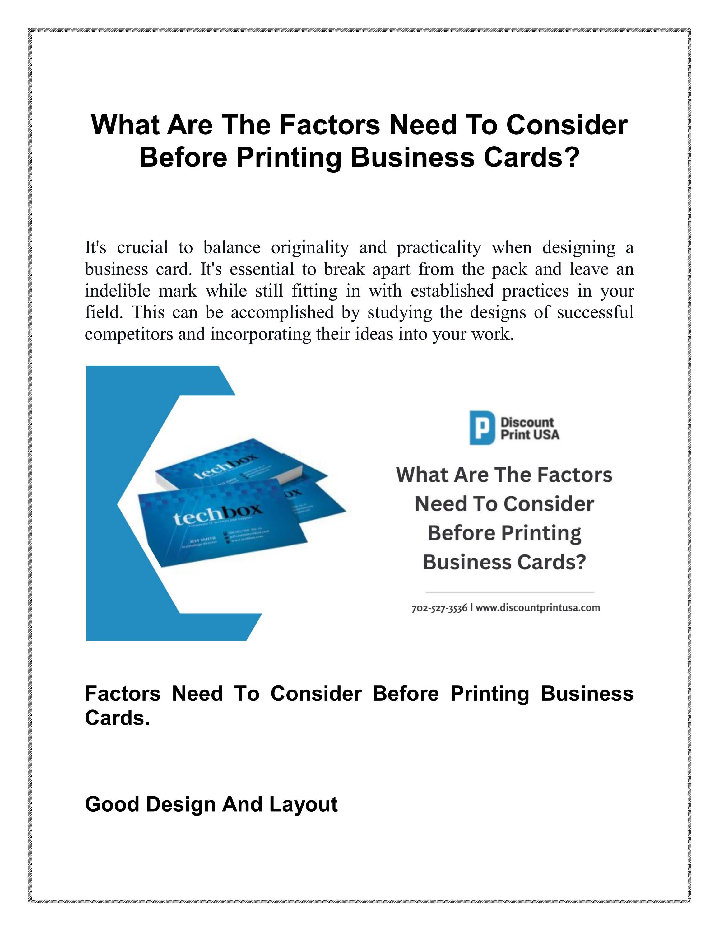 What Are The Factors Need To Consider Before Printing Business Cards by ...