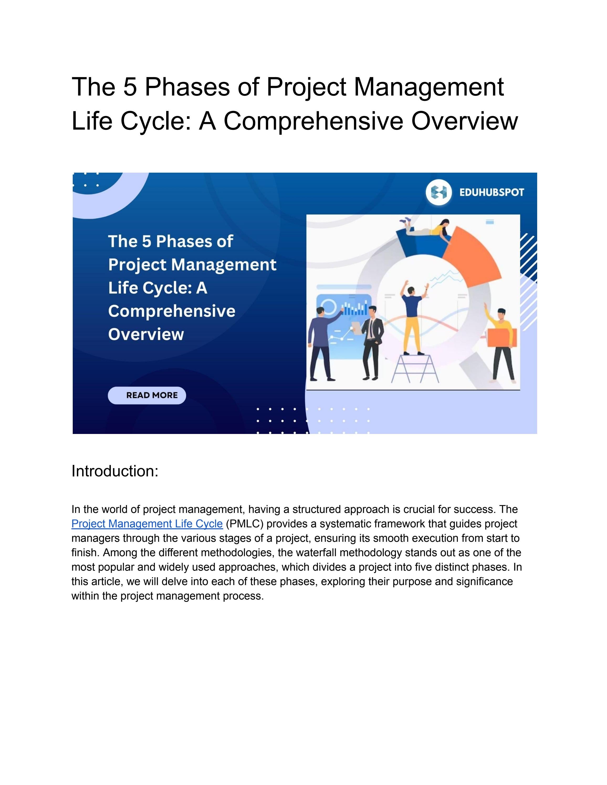The 5 Phases of Project Management Life Cycle: A Comprehensive Overview ...