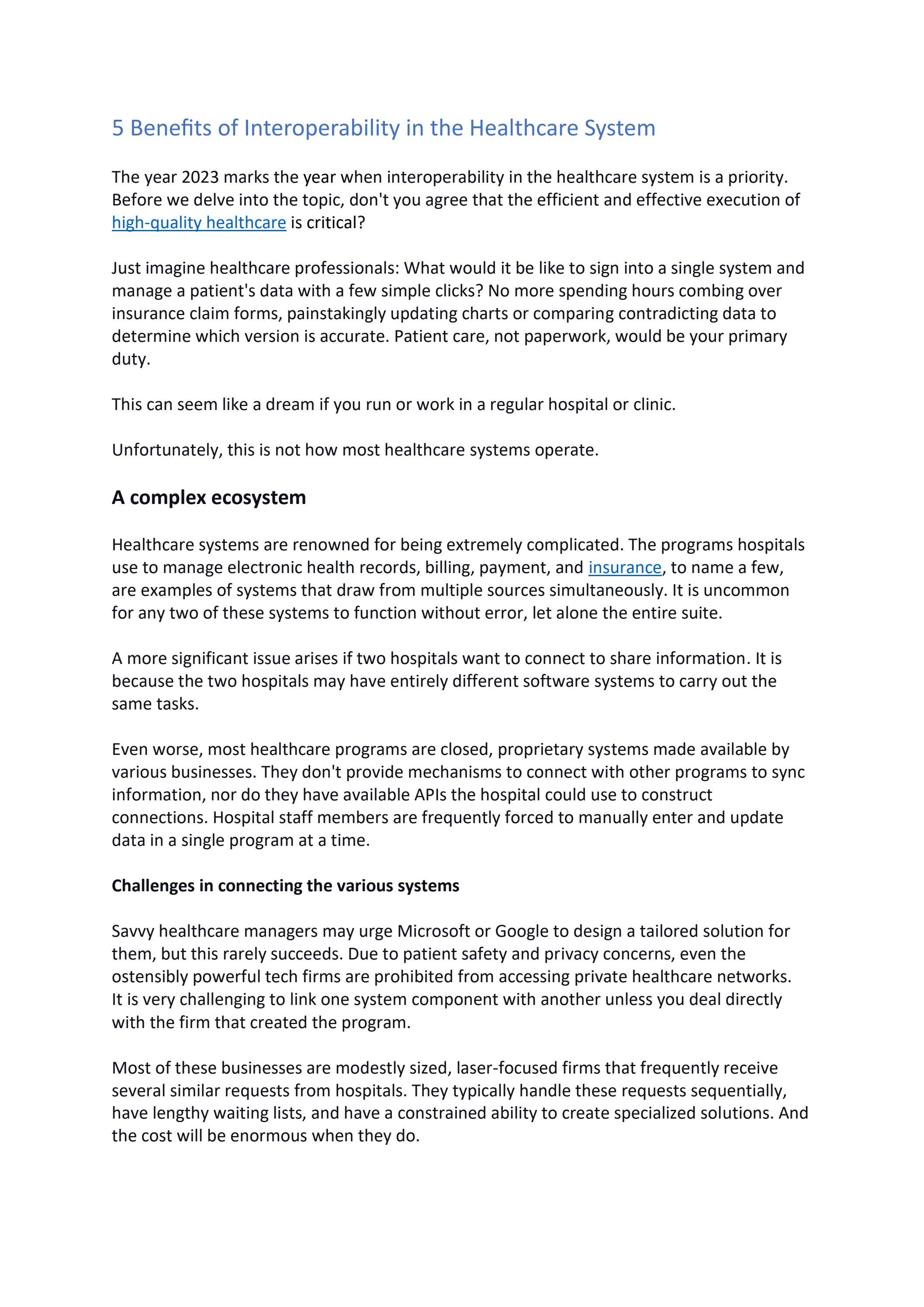 5 Benefits of Interoperability in Healthcare by Saxon AI - Issuu