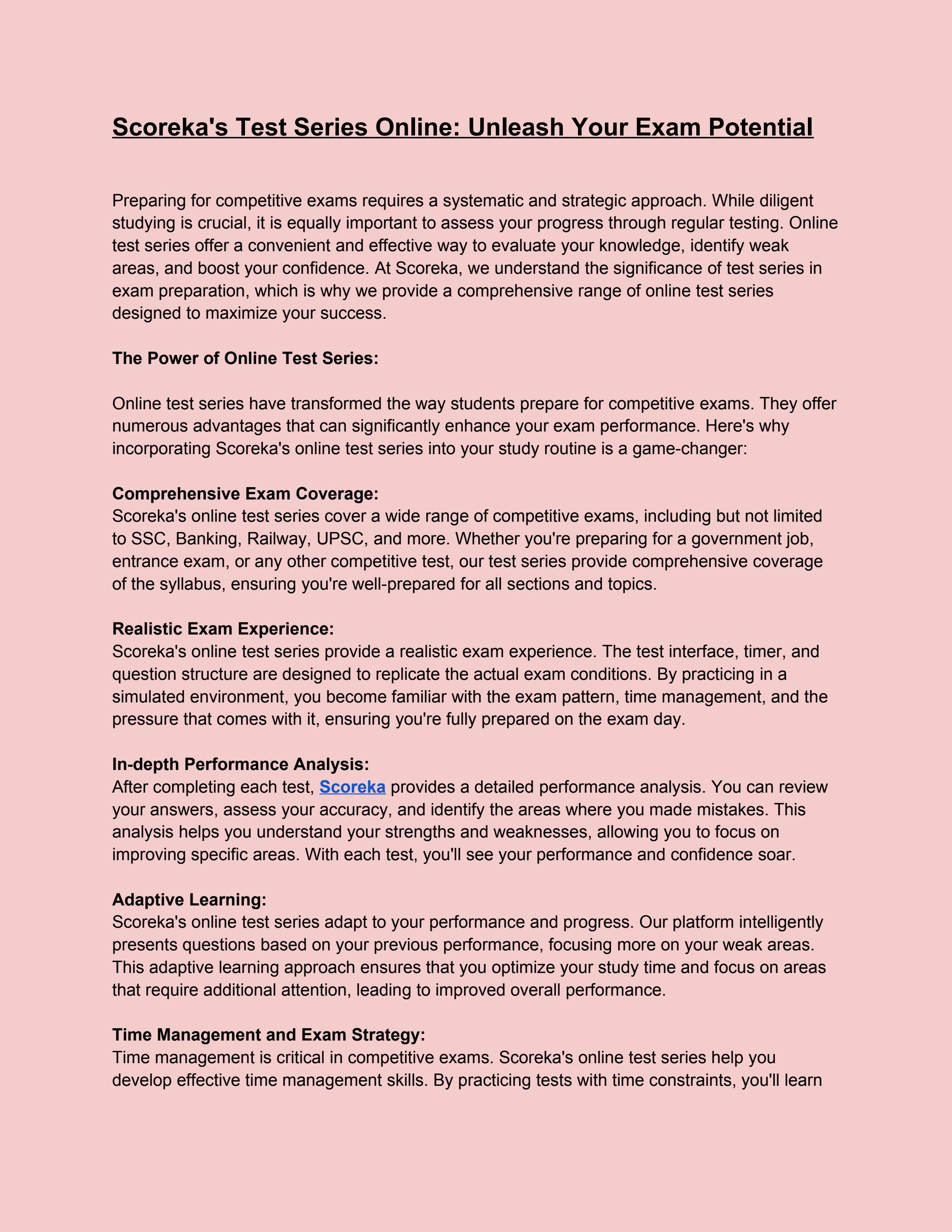 Scoreka's Test Series Online: Unleash Your Exam Potential by Scoreka ...