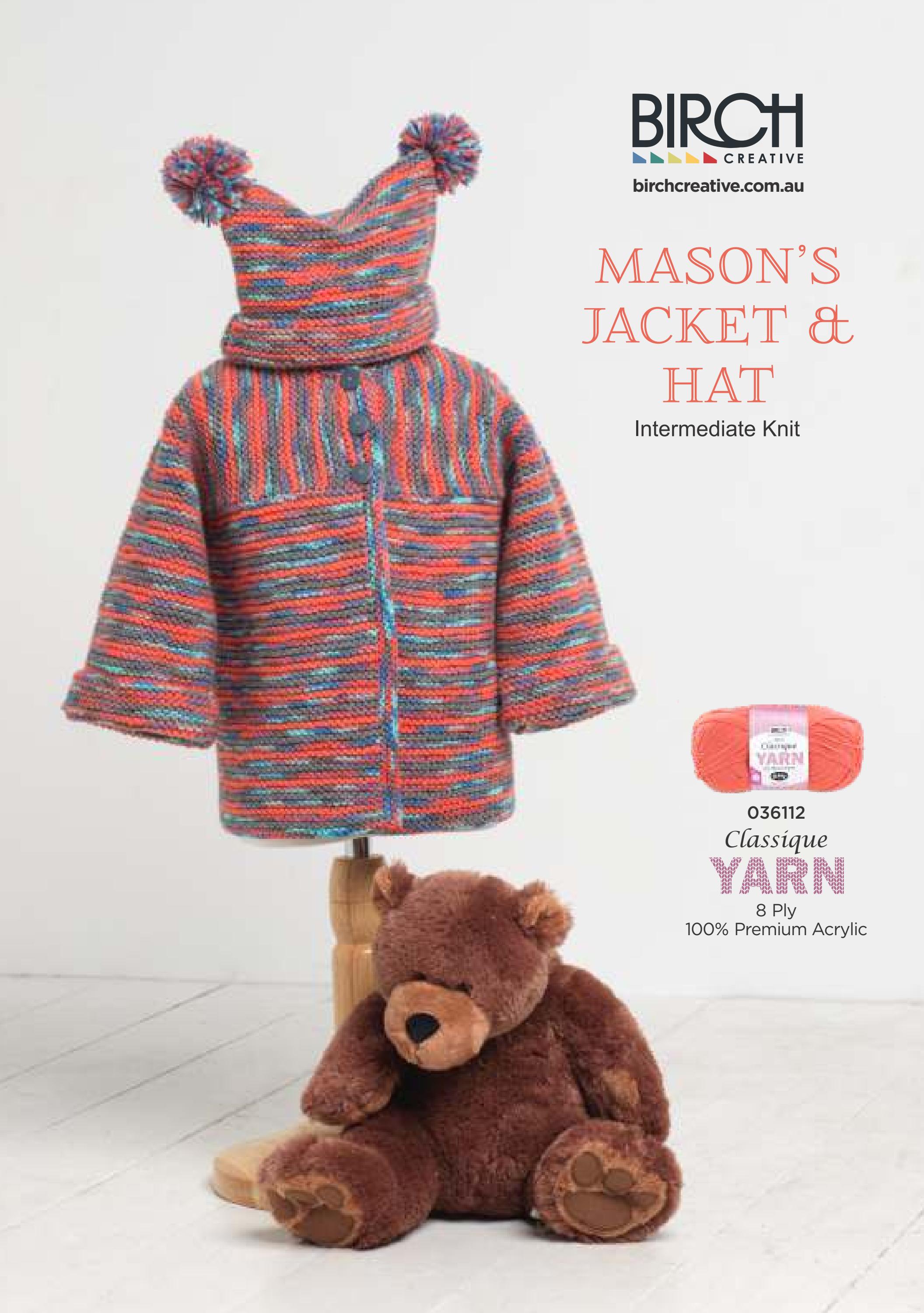 BIRCH CREATIVE – CLASSIQUE YARN PATTERN - MASON'S JACKET & BEANIE by ...