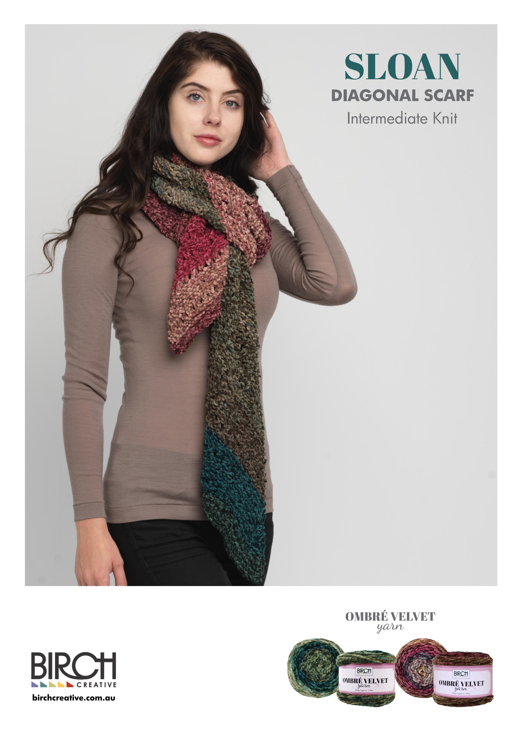 BIRCH CREATIVE – OMBRE VELVET YARN PATTERN - SLOAN DIAGONAL SCARF by ...