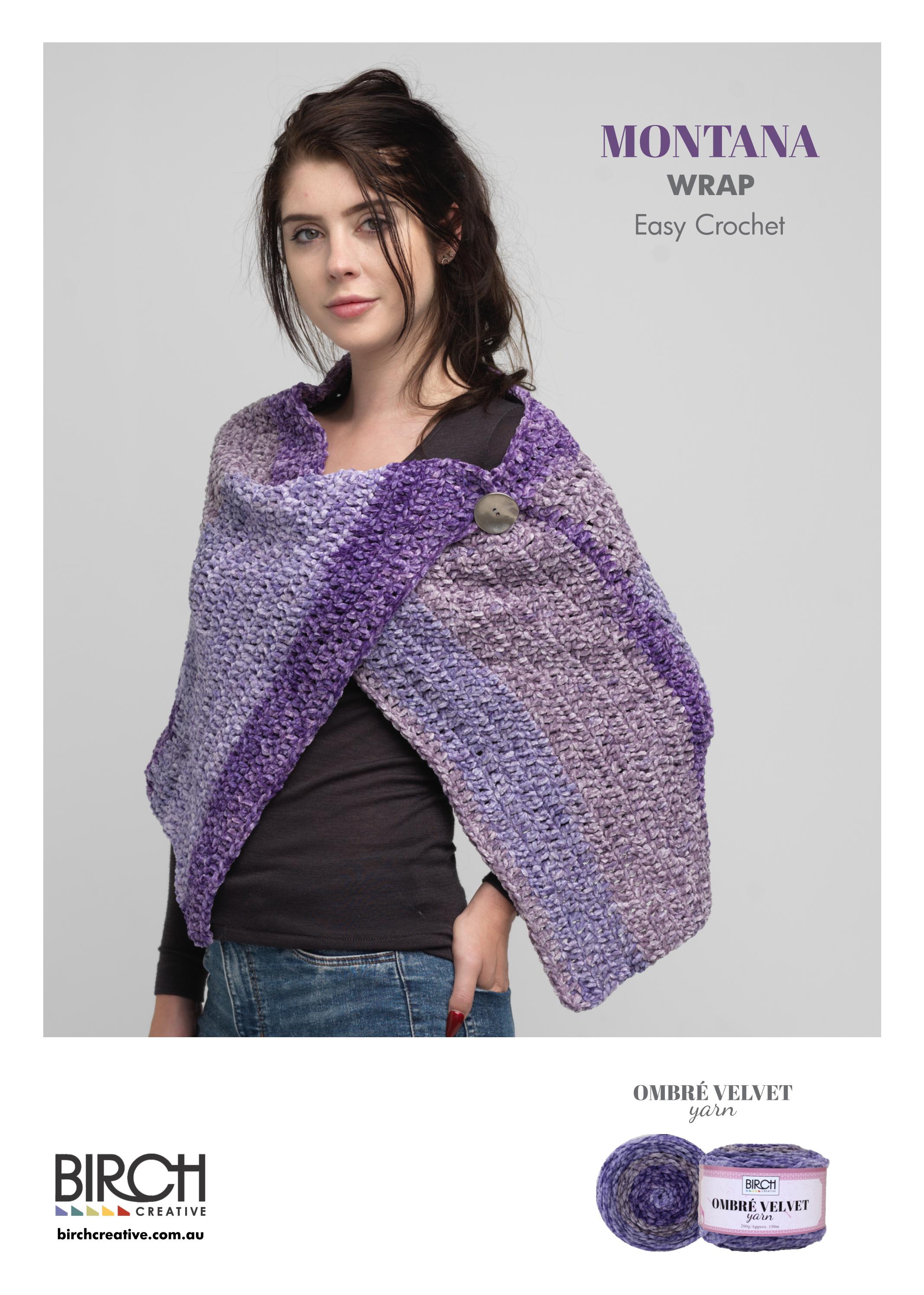BIRCH CREATIVE – OMBRE VELVET YARN PATTERN - MONTANA WRAP by Birch ...