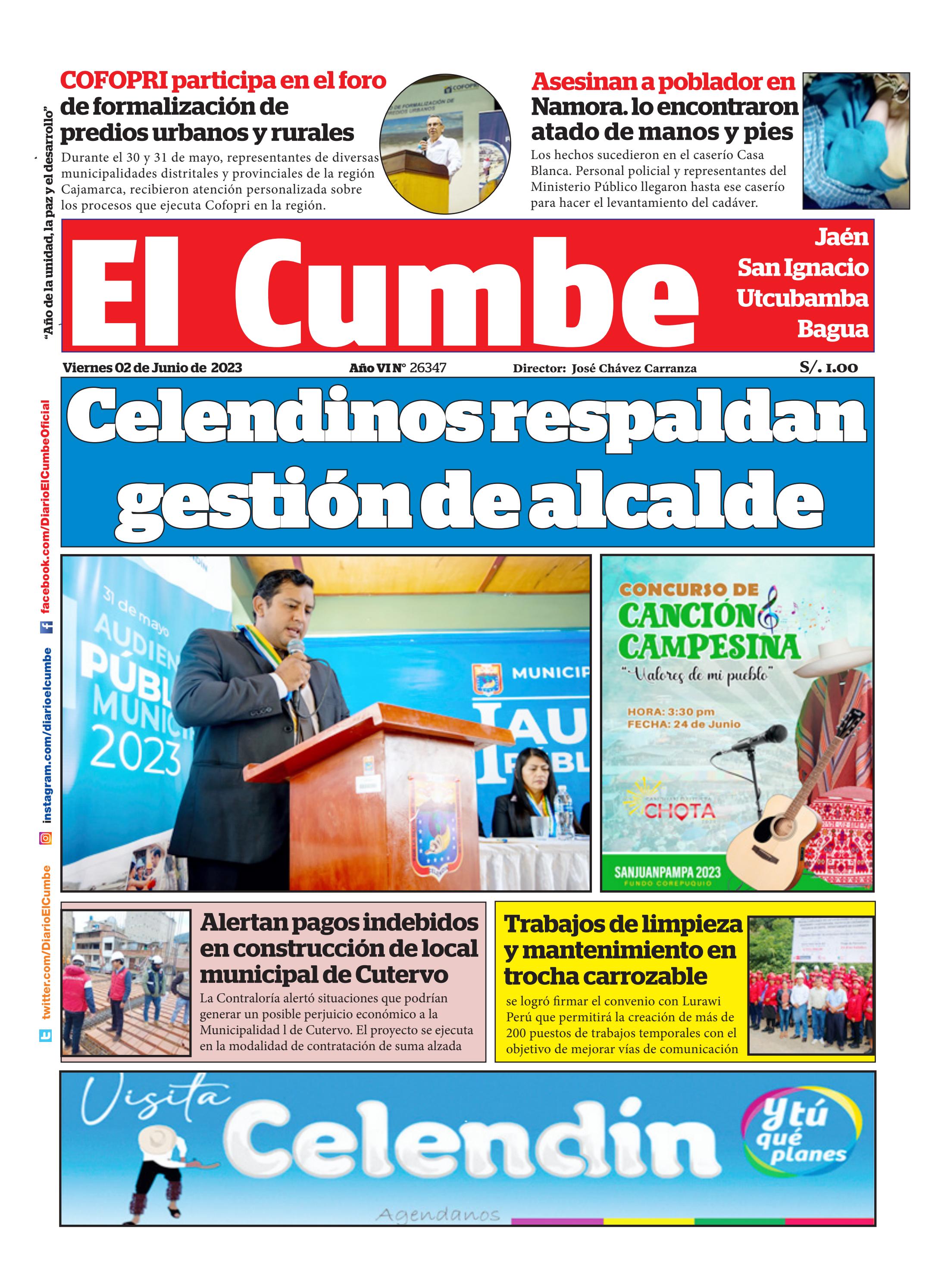 Diario EL CUMBE 02 de Junio del 2023 by diarioelcumbecajamarca - Issuu