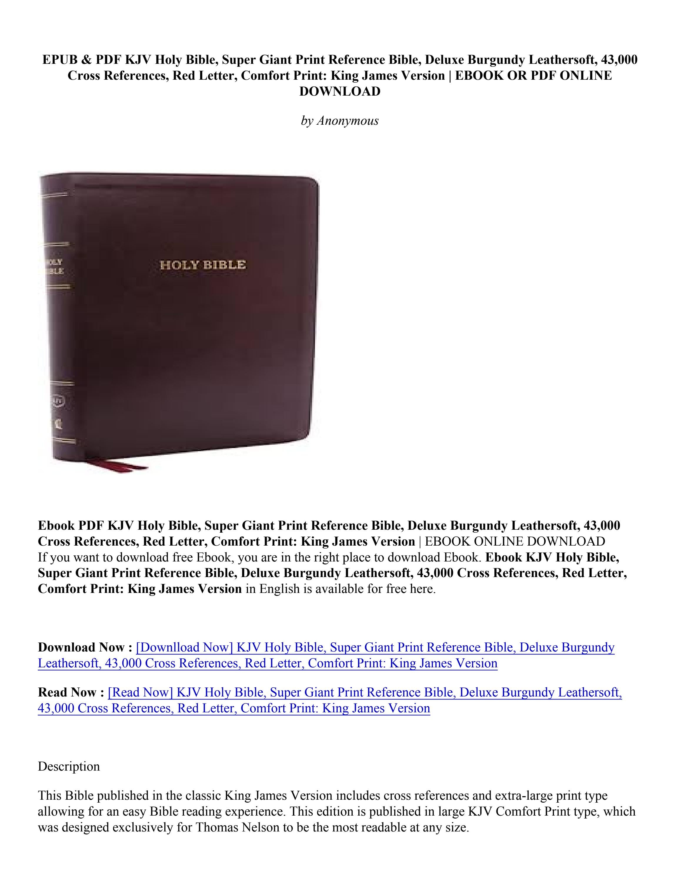 (PDF) KJV Holy Bible, Super Giant Print Reference Bible, Deluxe ...