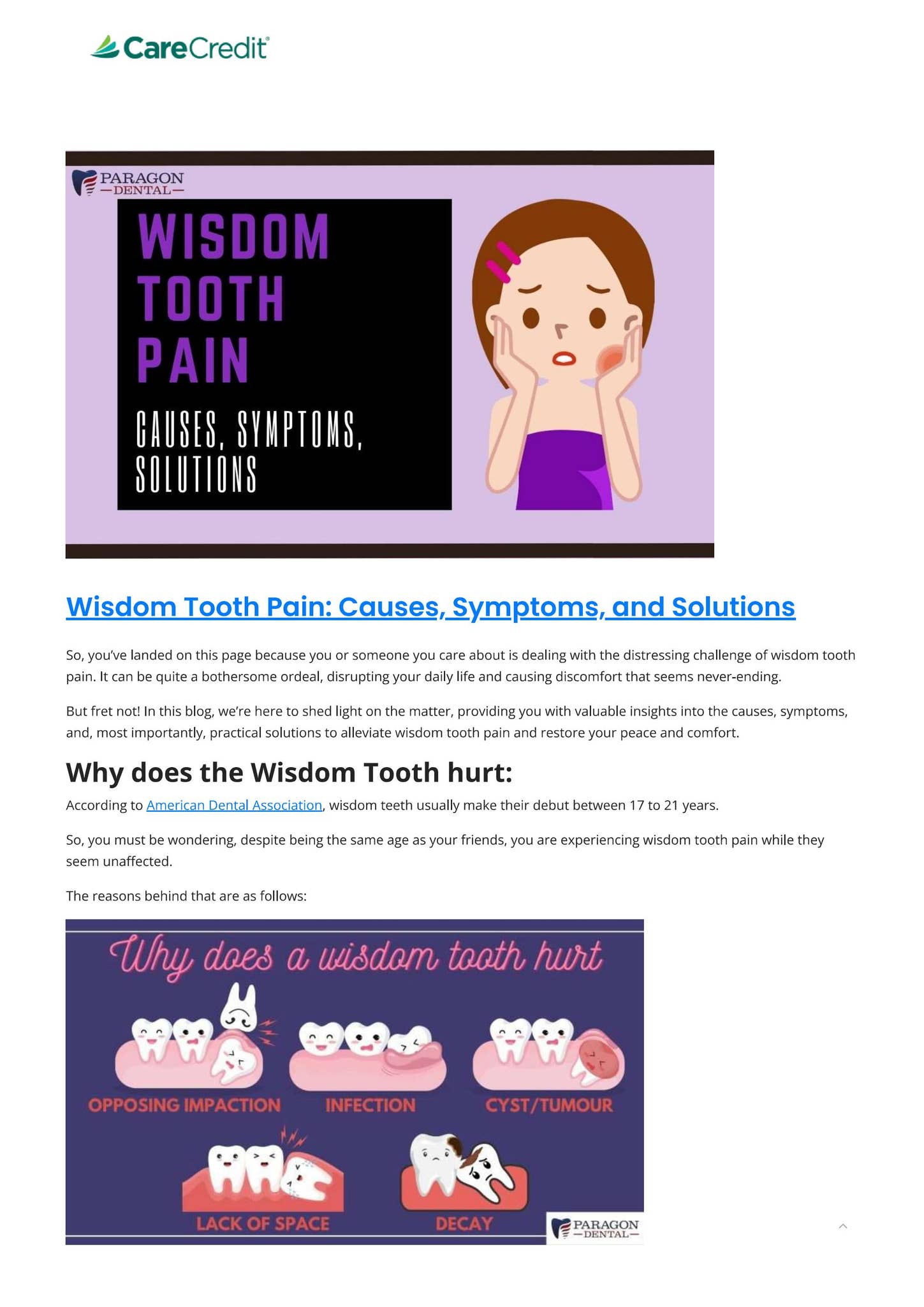 Wisdom Tooth Pain: Causes, Symptoms, and Solutions by Paragon Dental ...