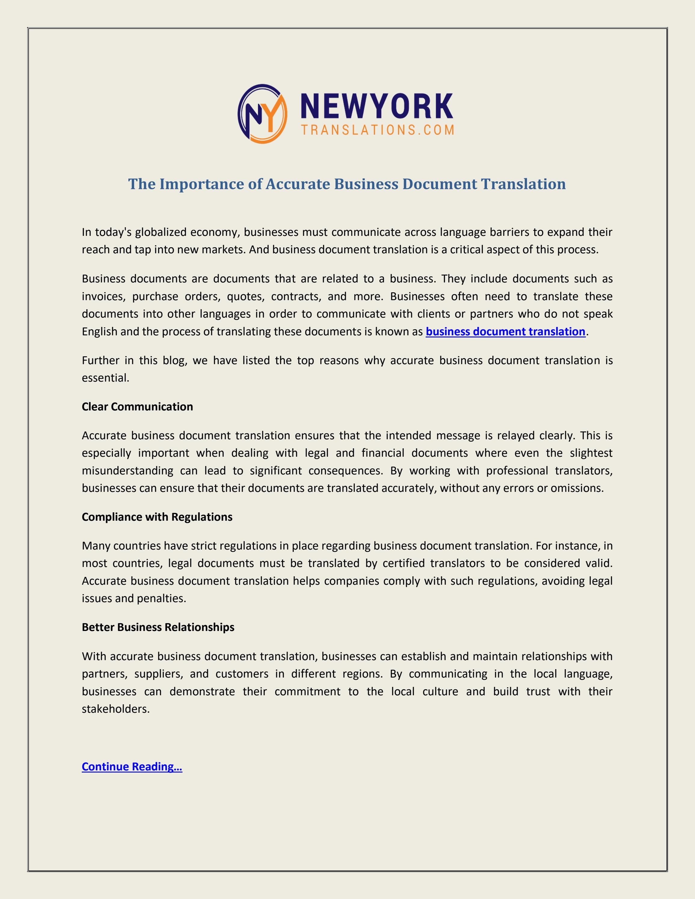 The Importance of Accurate Business Document Translation by ...