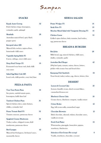 MENU: Sampan Bar A La Carte Menu by Hyatt Regency Kuantan Resort - Issuu