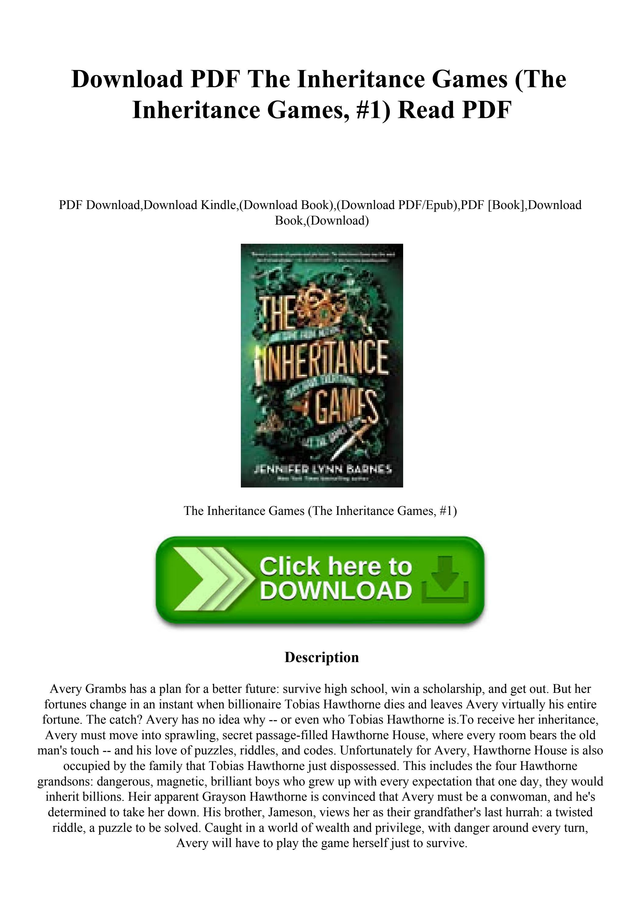 Download PDF The Inheritance Games (The Inheritance Games #1) Read PDF ...