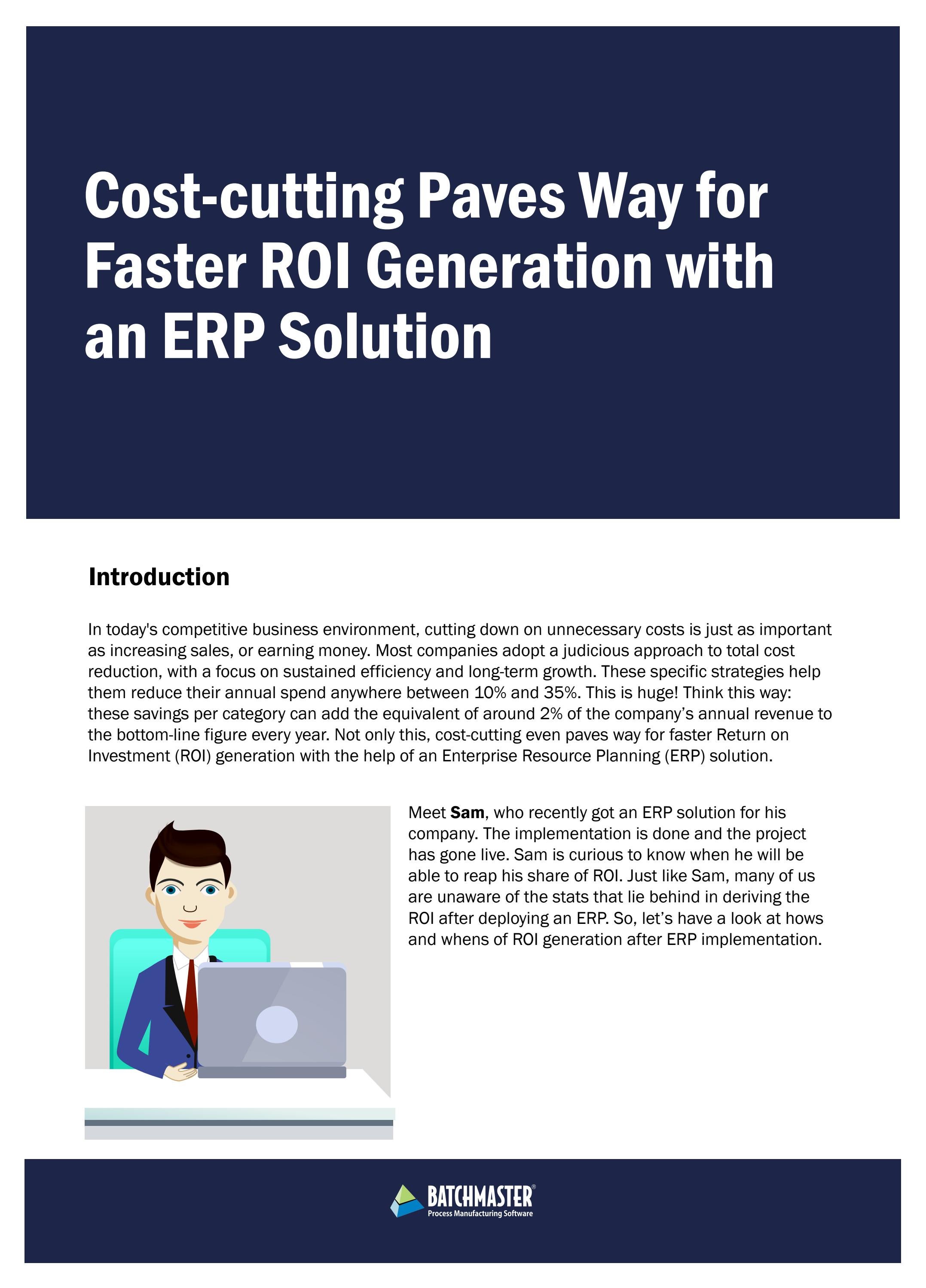 Cost Cutting Paves way for Faster ROI Generation with an ERP by ...