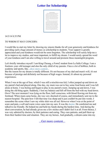 Sample Scholarship Essay Letter by Essay Writer Online - Issuu